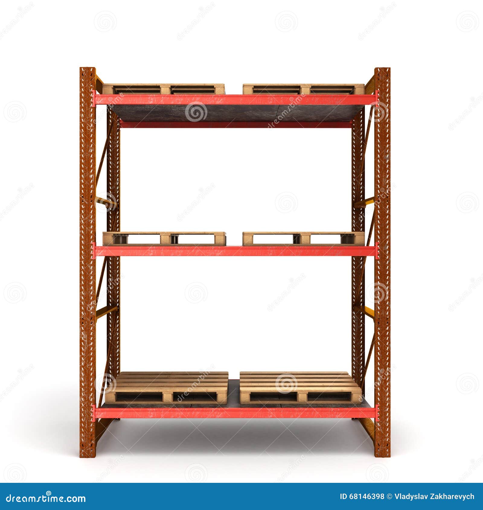 Old Rusty Shelving for Pallets with Empty Pans Stock Illustration ...