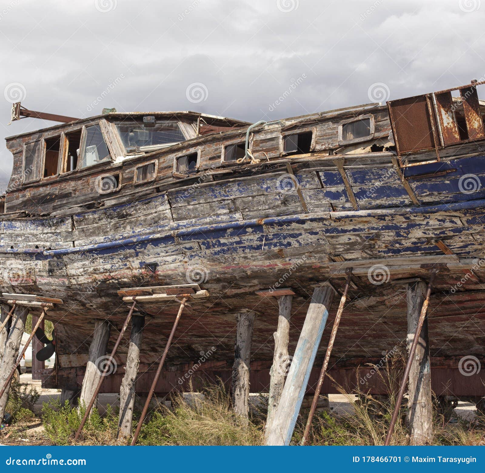 Old, Rusty Ship Abandoned on the Shore Stock Image - Image of abandoned ...