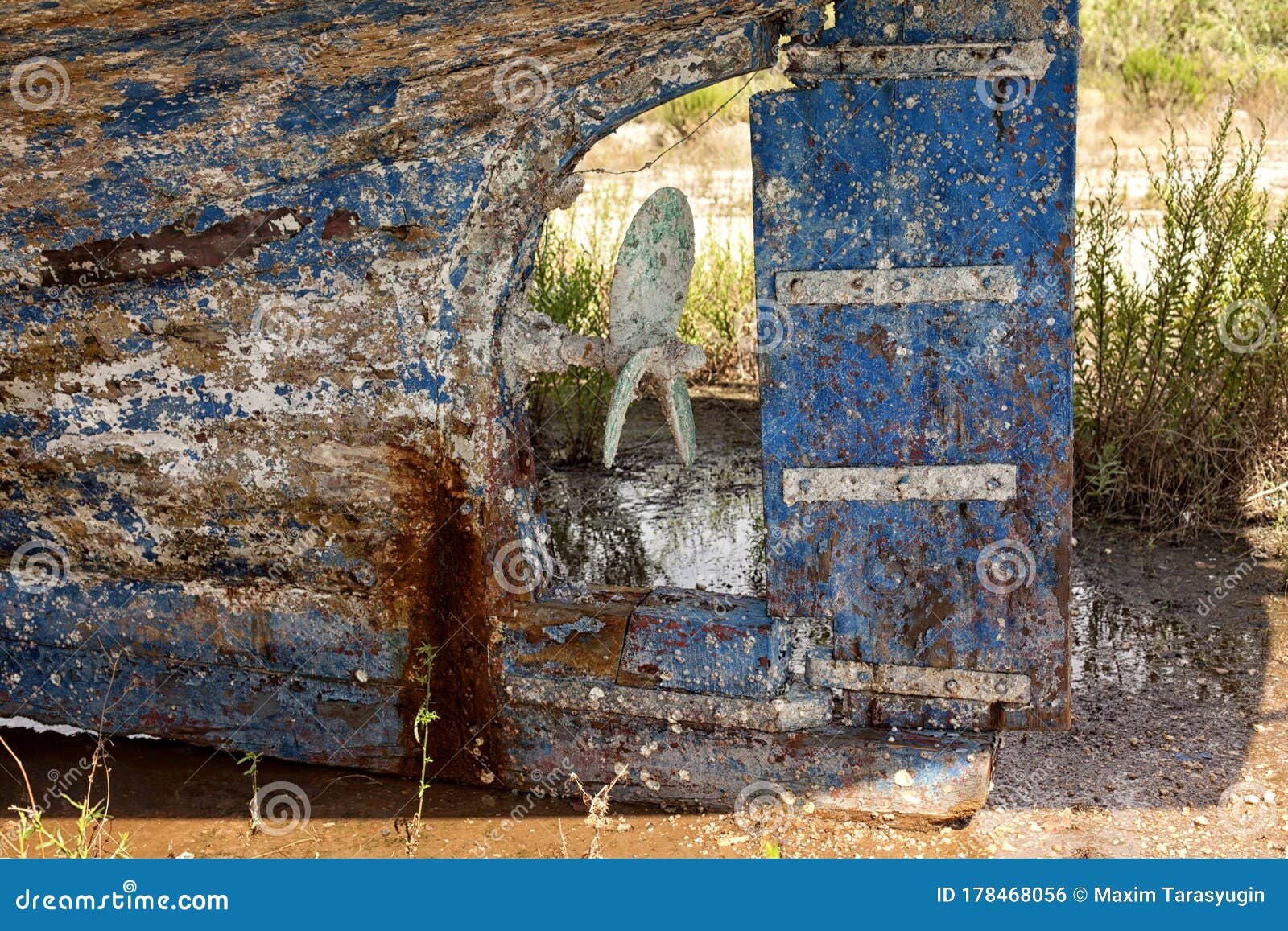 Old, Rusty Ship Abandoned on the Shore Stock Photo - Image of ...