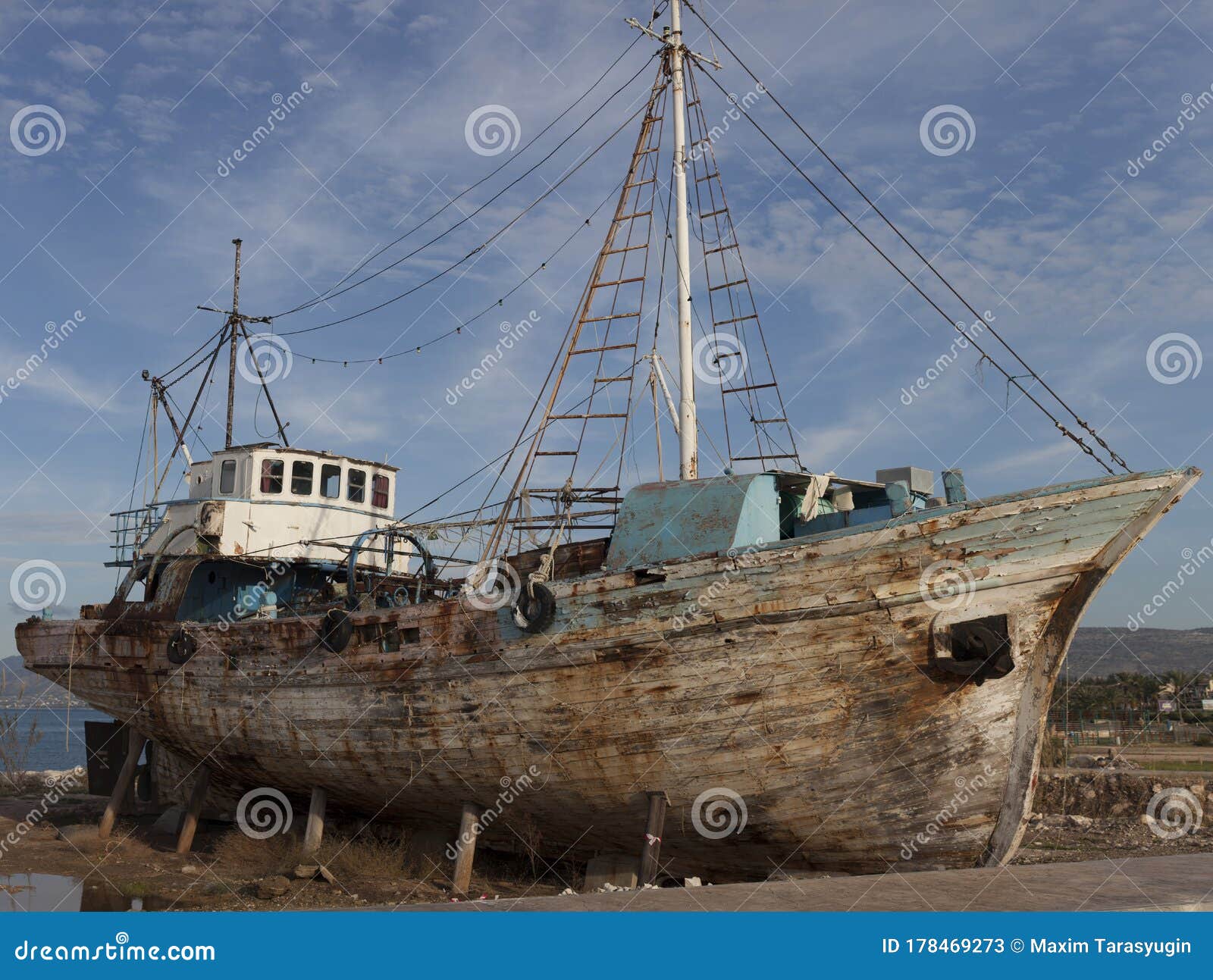Old, Rusty Ship Abandoned on the Shore Stock Image - Image of ...