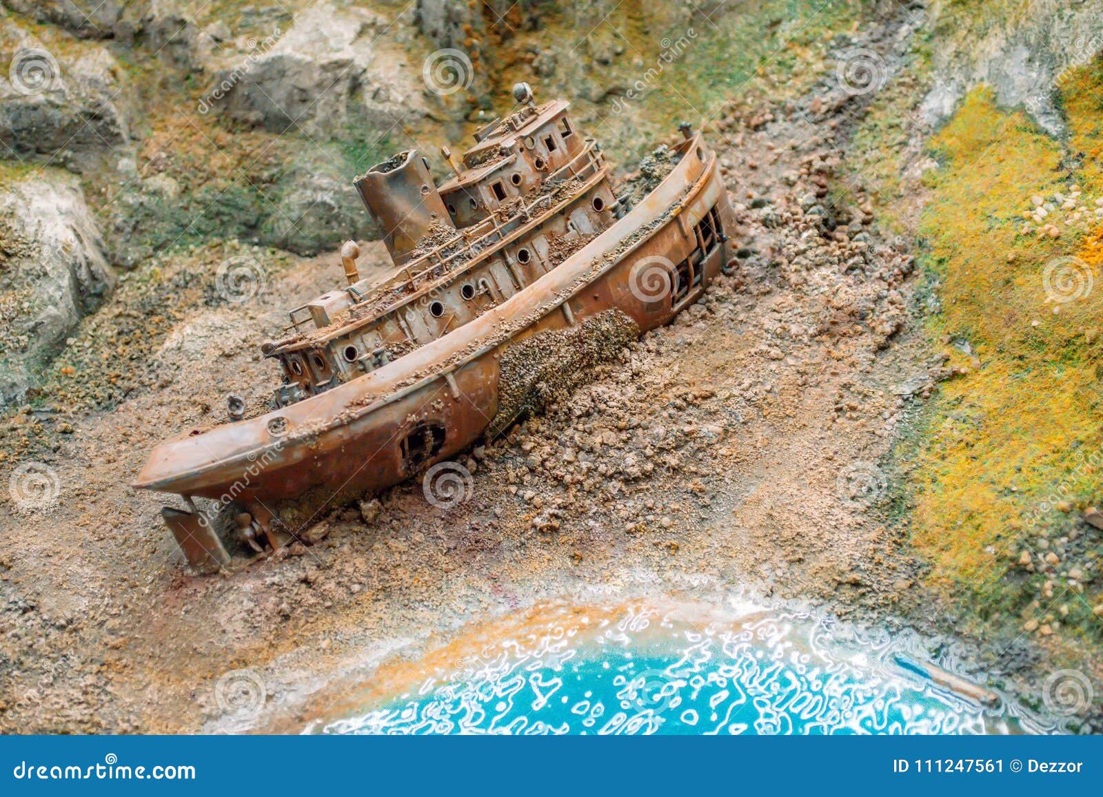 Old Rusty Ship Destroyed Ship on the Seashore. Stock Image - Image of ...