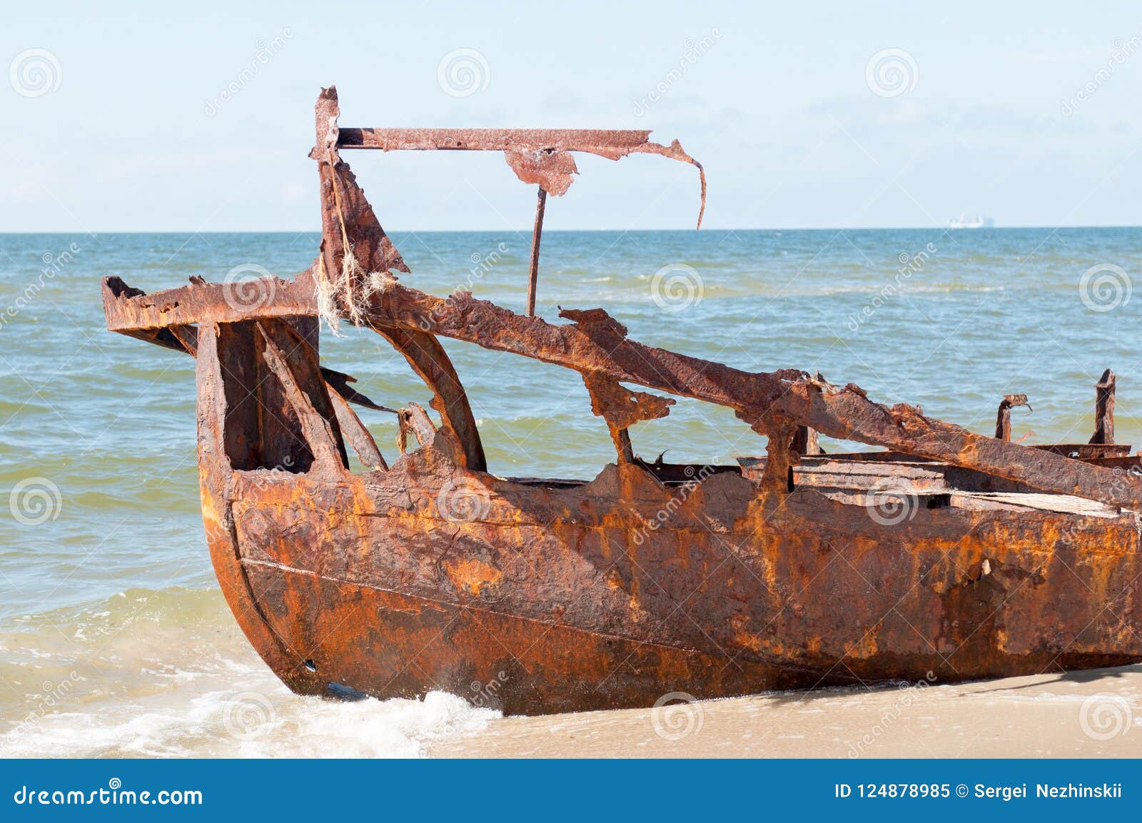 An old rusty ship stock image. Image of accident, water - 124878985