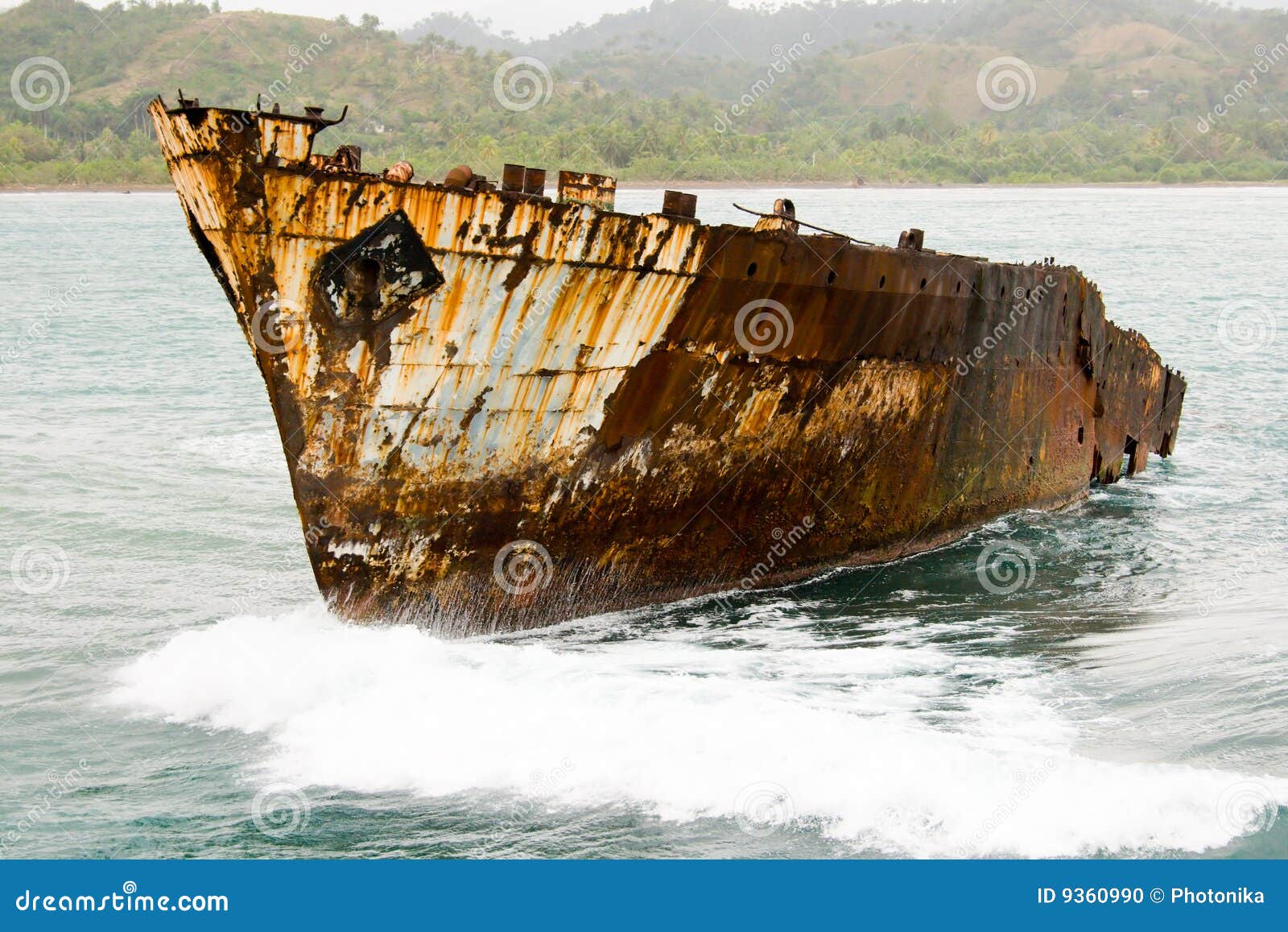 Old rusty ship in a sea stock photo. Image of ocean, shipwreck - 9360990