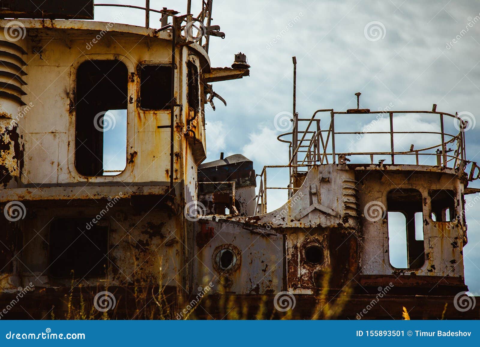 Old Rusty Ship on the Shore Stock Image - Image of industrial, history ...