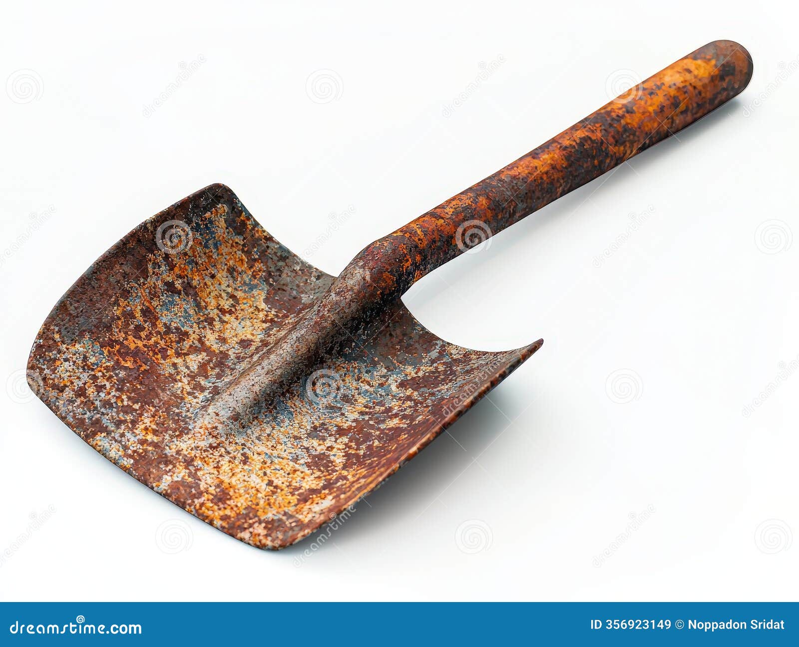 Old Rusty Shovel with a Worn Handle on a Plain White Background for ...