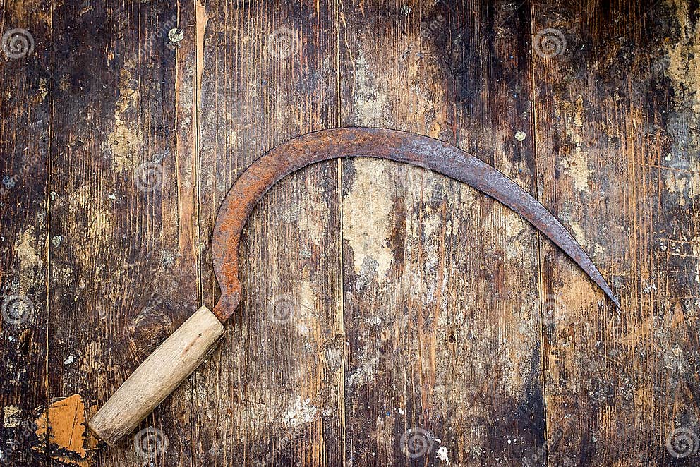 Old rusty sickle stock image. Image of design, wooden - 56630079
