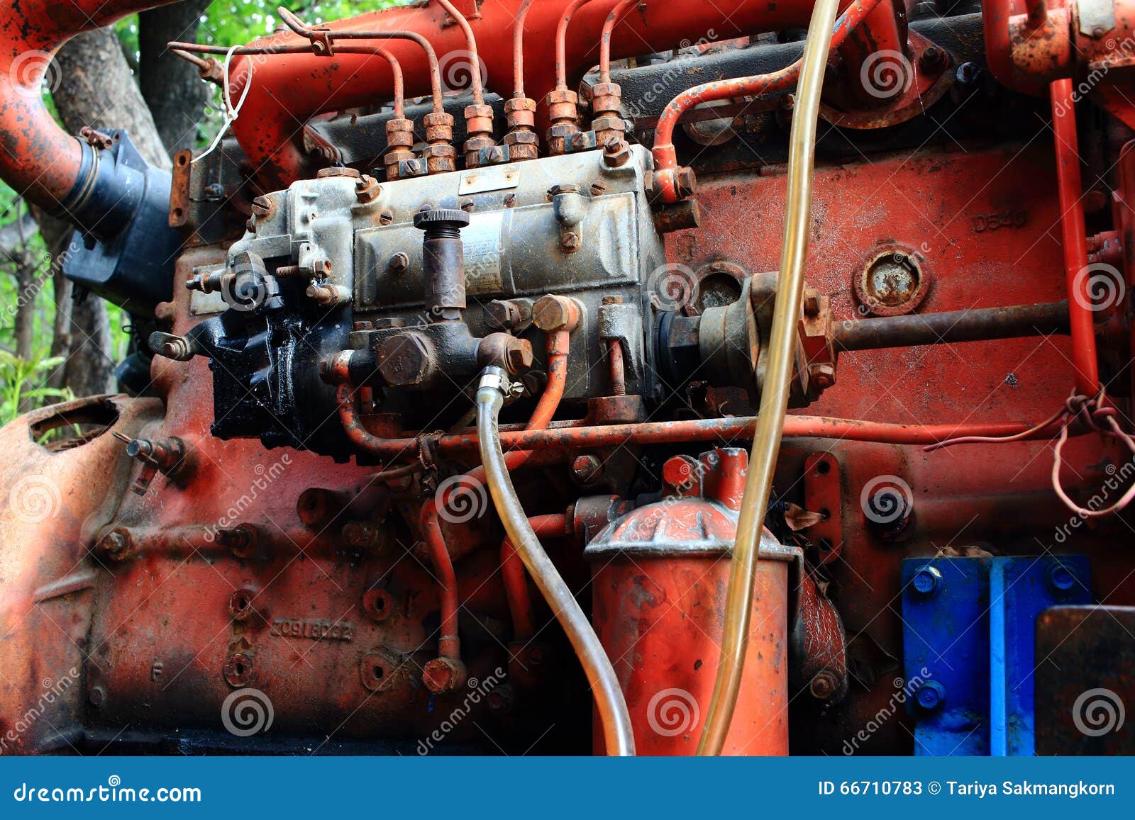 Old Rusty Six Cylinder Diesel Engine Stock Image - Image of machine ...