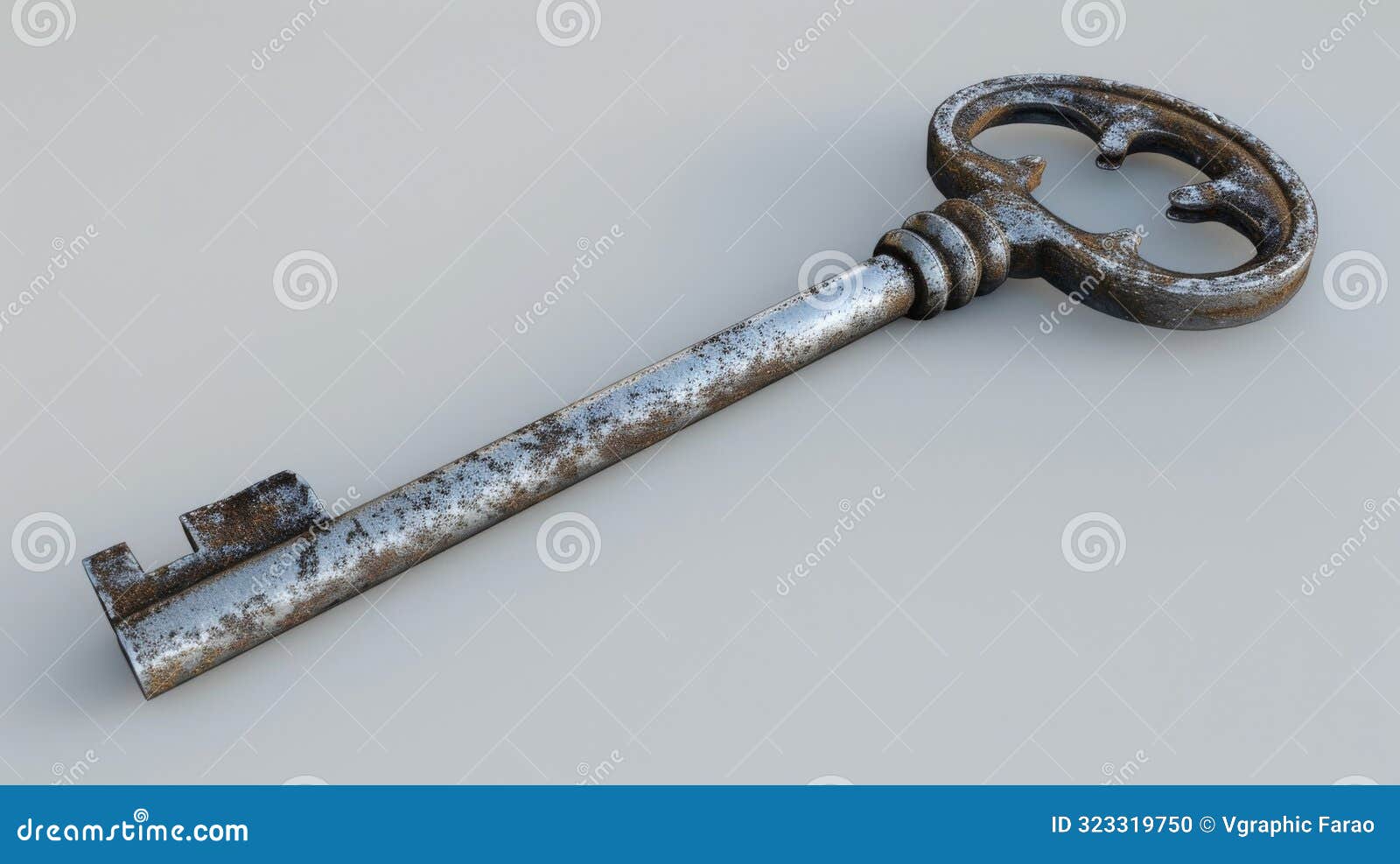 Old Rusty Skeleton Key on a Grey Surface. Vintage Security and Mystery ...