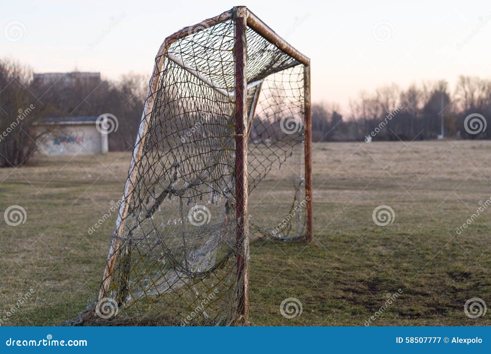 Old Rusty Soccer Goal on Sunset Stock Image - Image of equipment, pitch ...