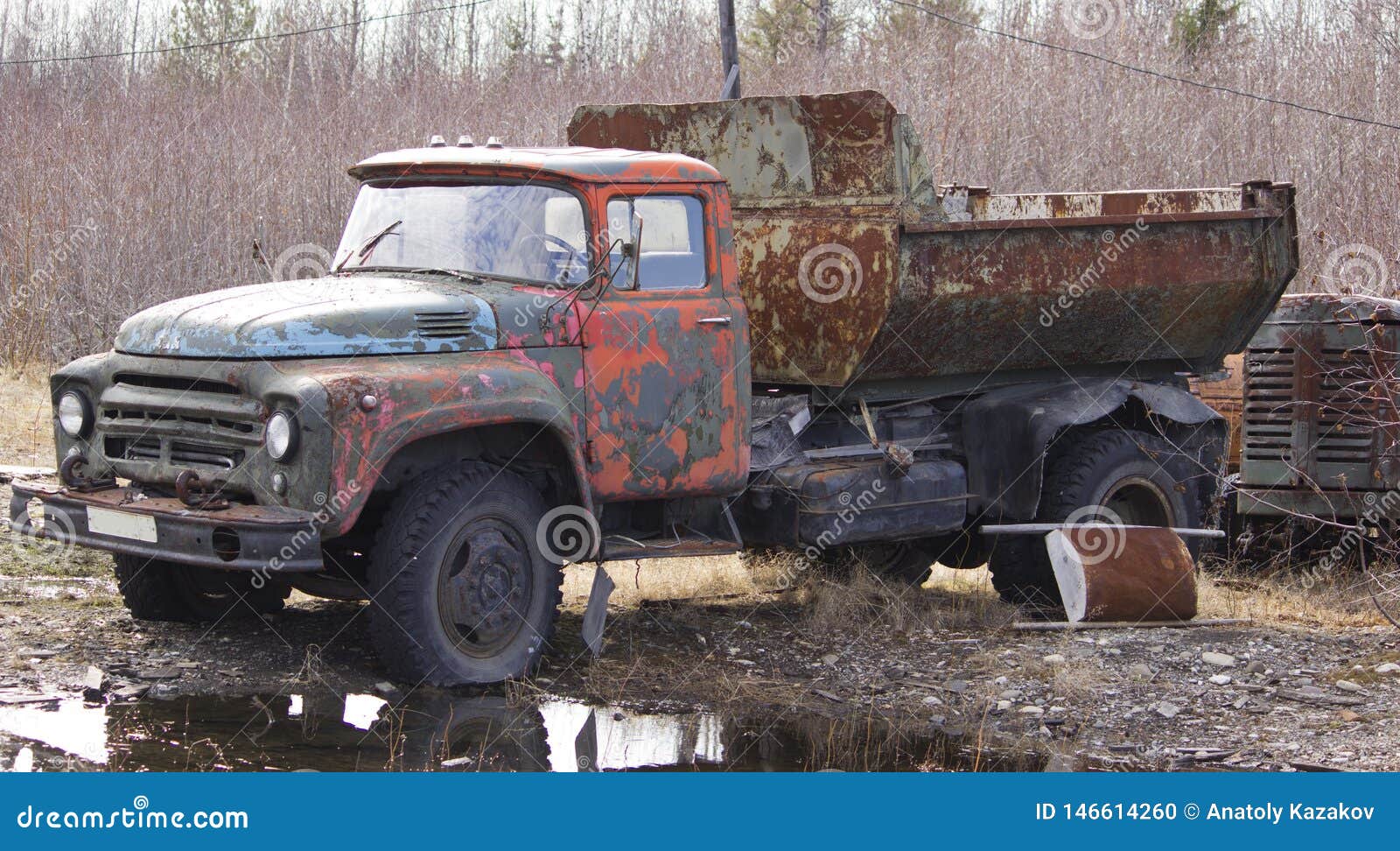 Old Rusty Soviet Dump Truck Stock Photo - Image of metal, rarity: 146614260