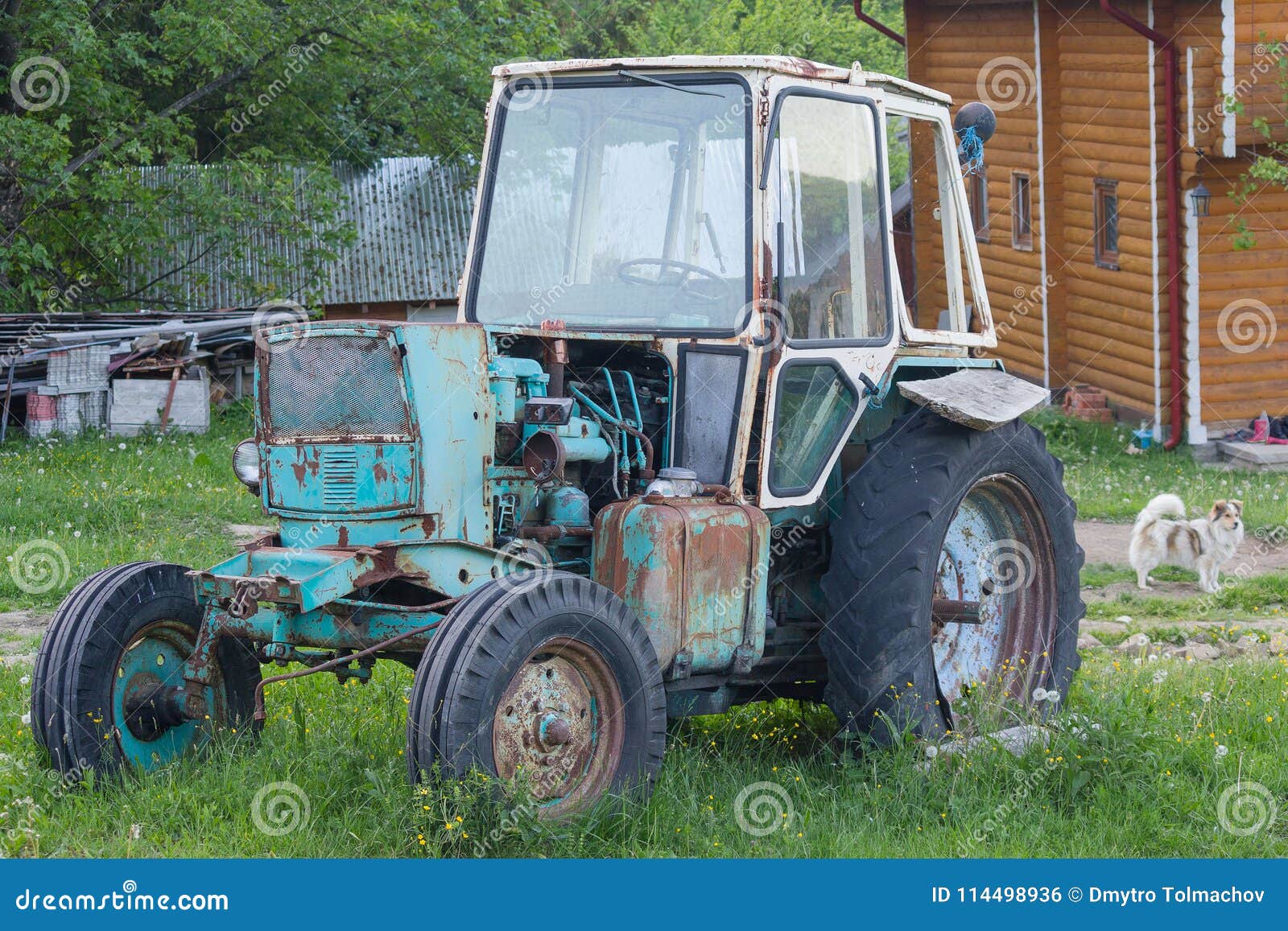 Old Rusty Soviet-made Tractor in the Farmyard Stock Photo - Image of ...