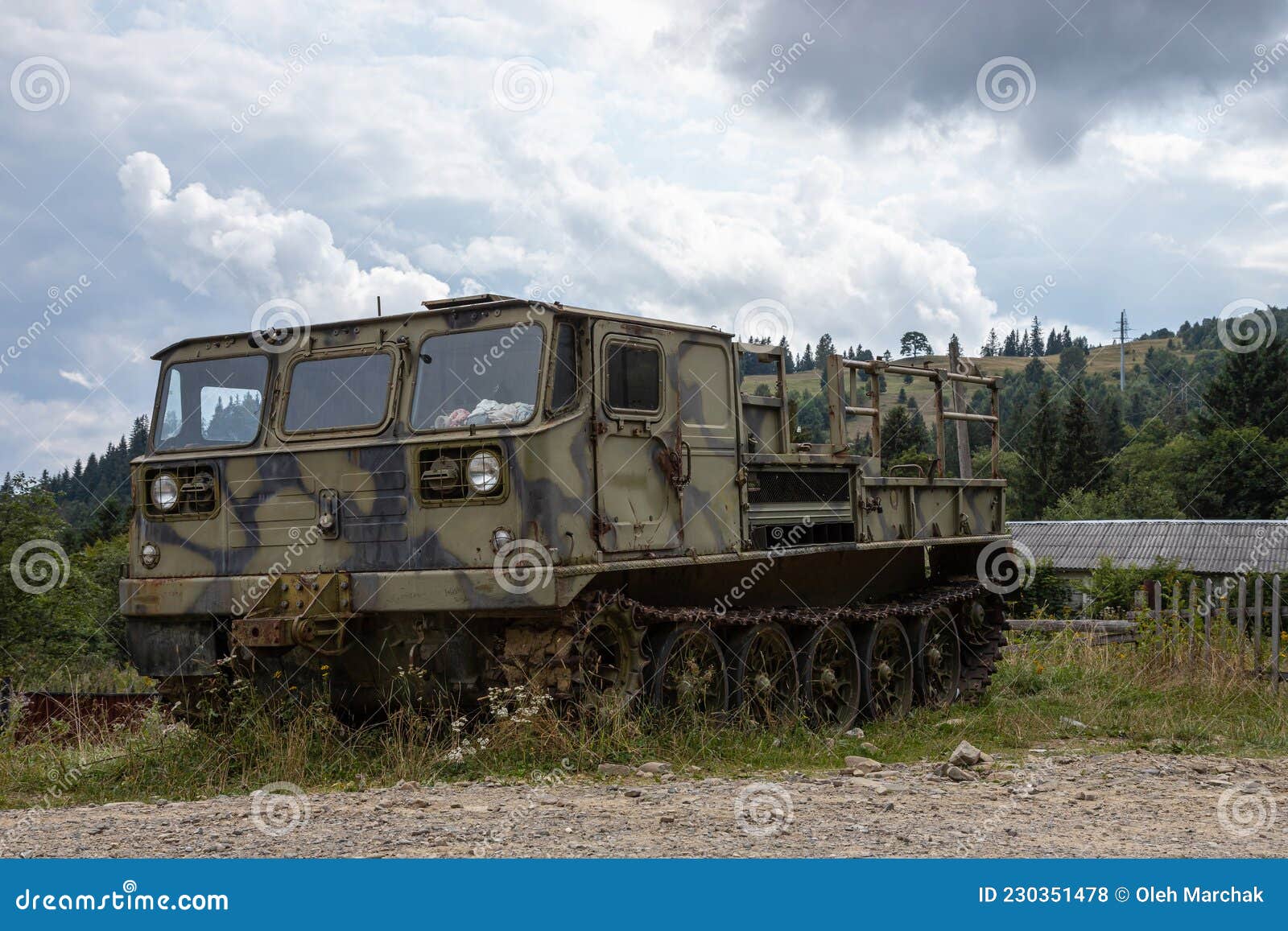 Old Rusty Soviet Military Tracked All-terrain Vehicle Stock Photo ...