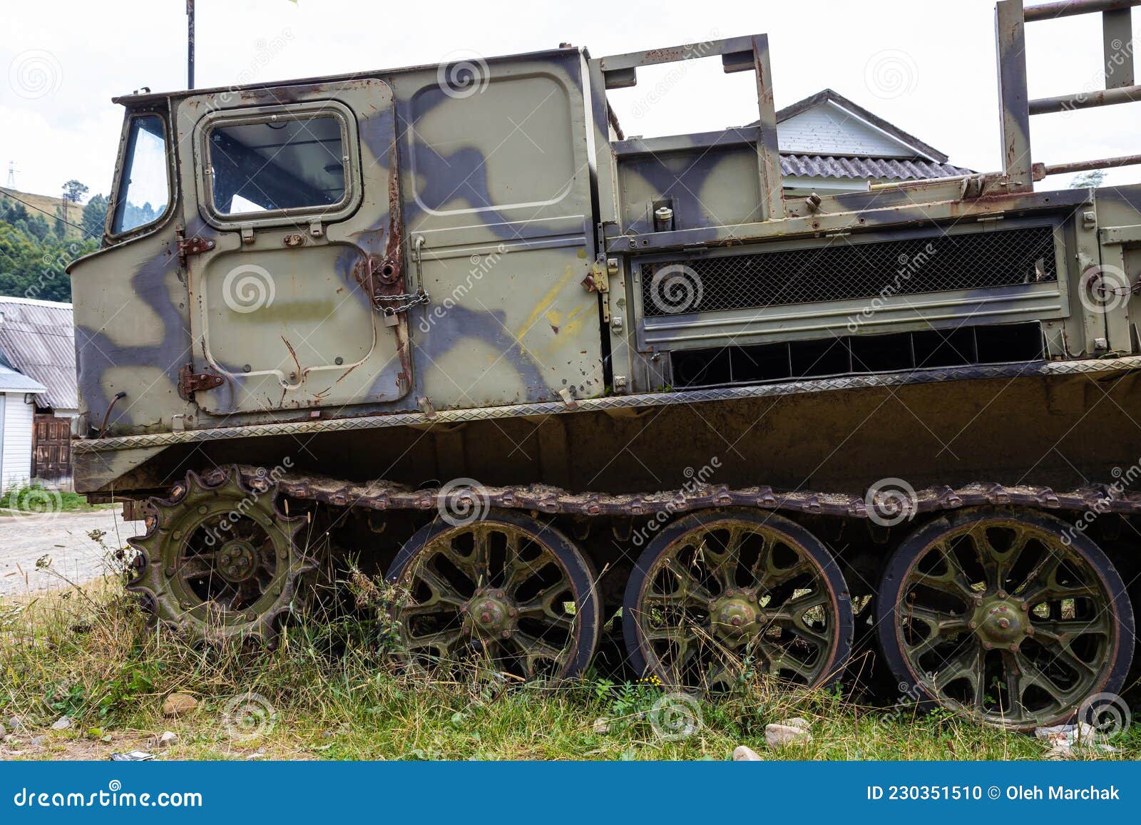 Old Rusty Soviet Military Tracked All-terrain Vehicle Stock Photo ...