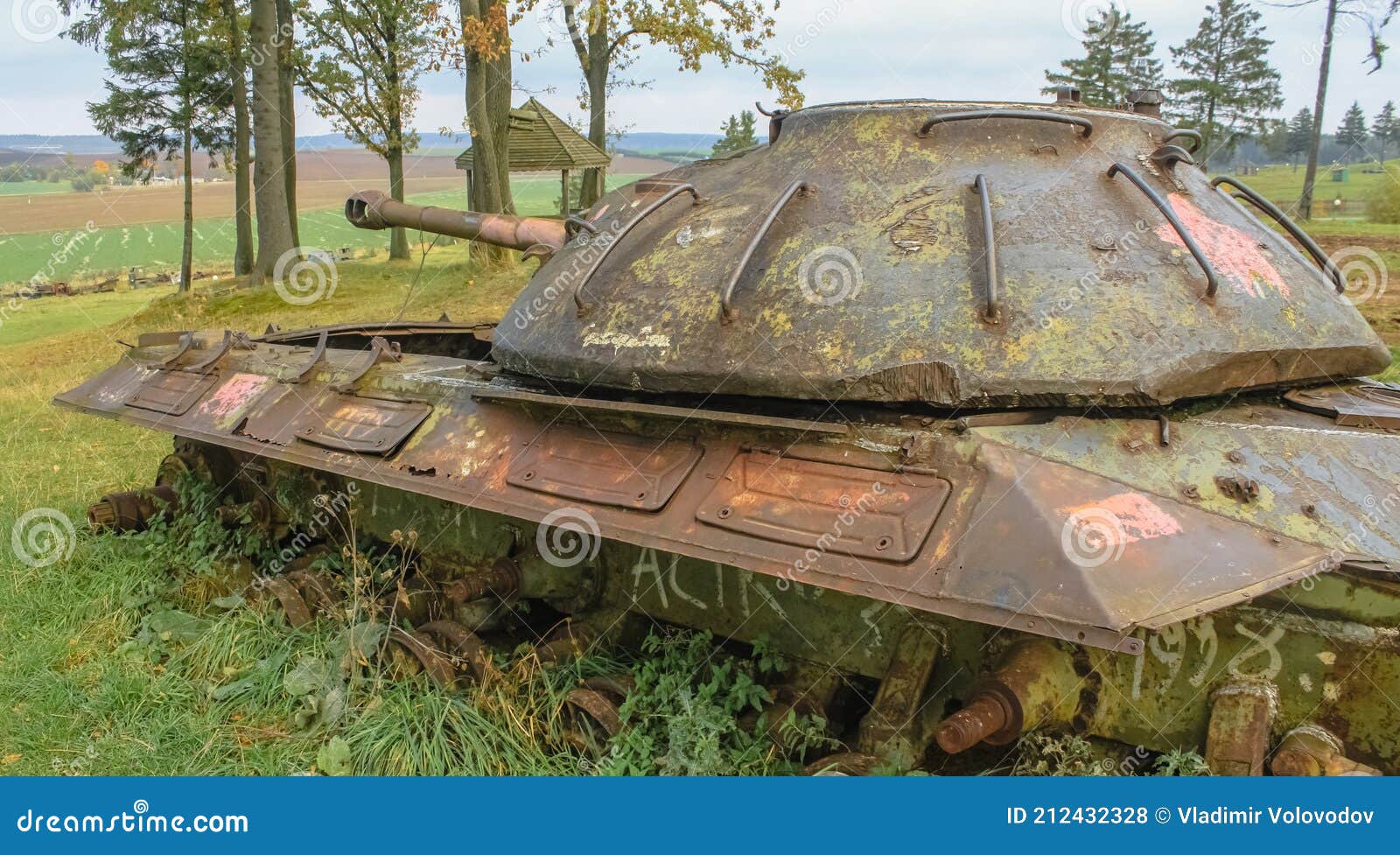 An Old, Rusty Soviet is-3 Tank without Tracks Has Sunk into the Ground ...