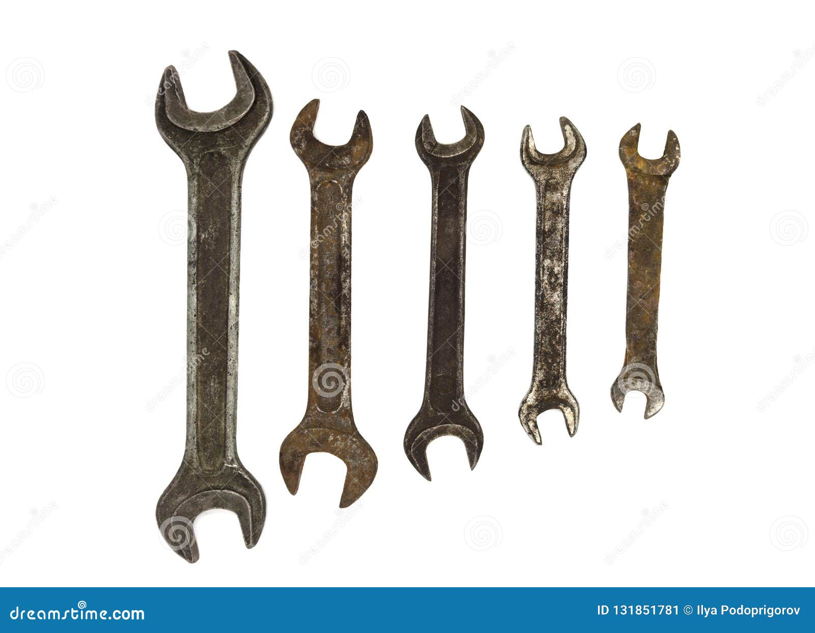 Old Rusty Spanners Isolated on White Background Stock Image - Image of ...