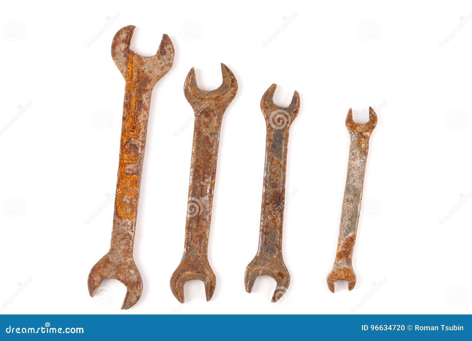 Old Rusty Spanners on White Background Stock Photo - Image of vintage ...