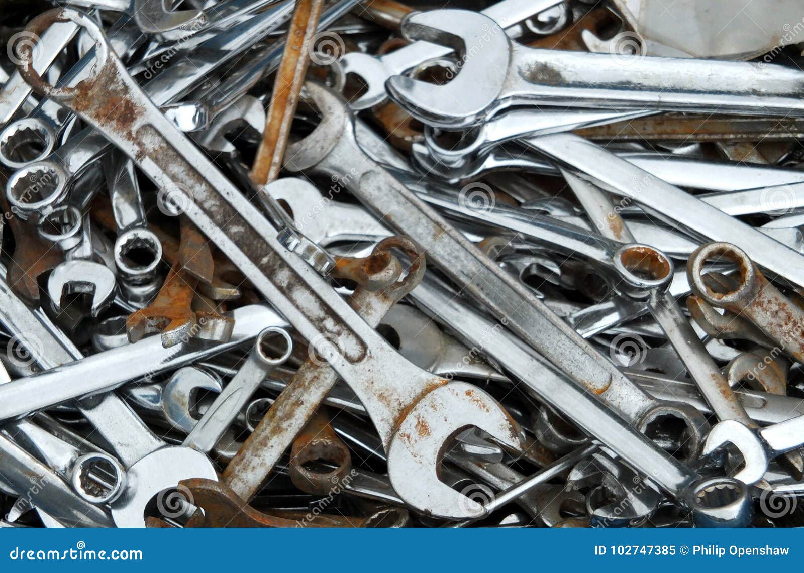 Old Rusty Spanners and Wrenches Stock Image - Image of repair, grungy ...