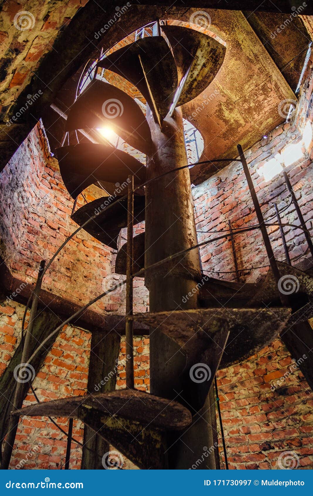 Old Rusty Spiral Staircase Inside of Abandoned Building Stock Image ...