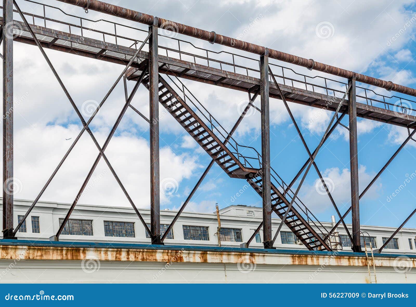 Old Rusty Staircase on Warehouse Stock Image - Image of ladder ...