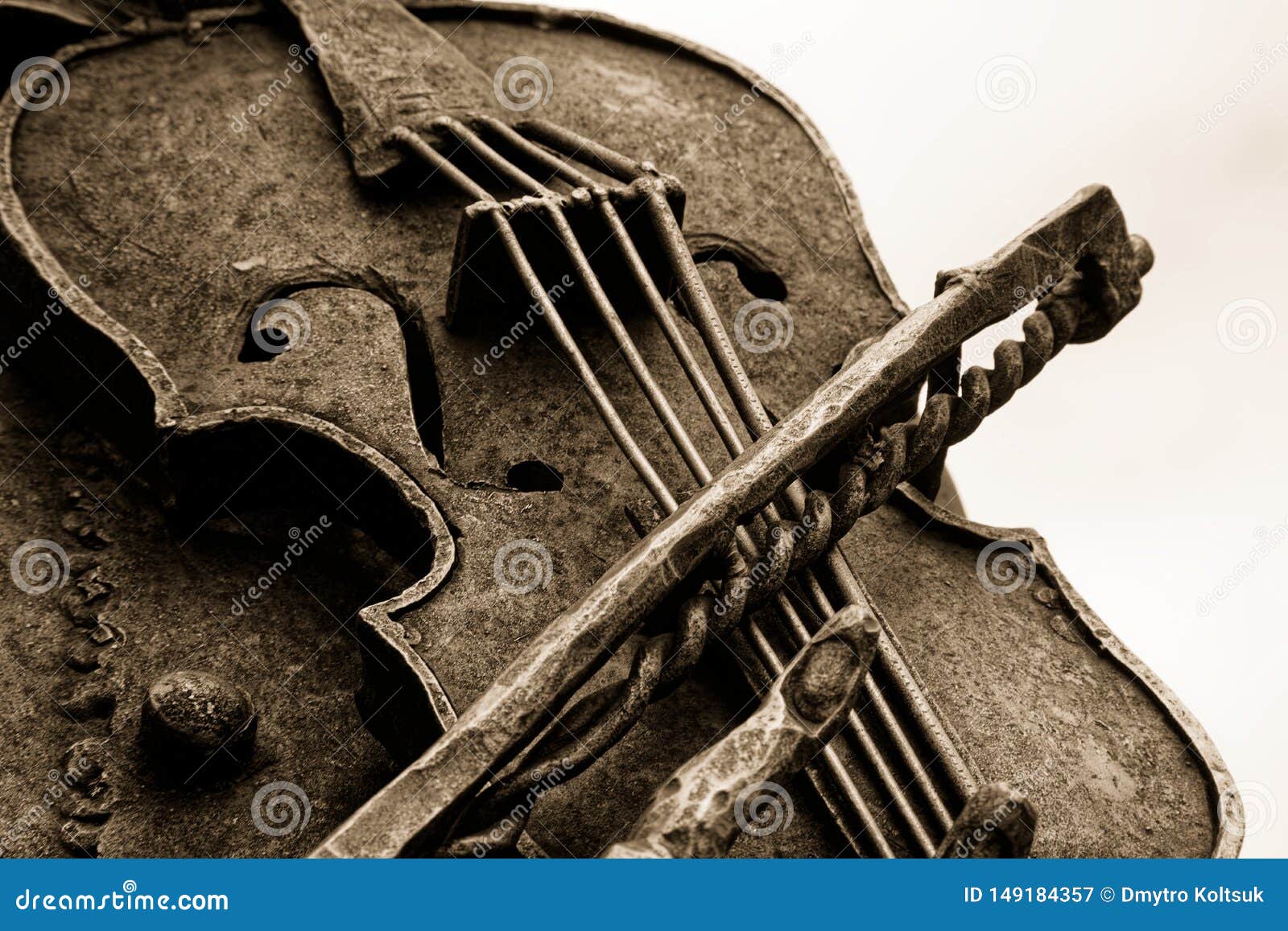Old Rusty Statue with Iron Violin in Public Park Stock Image - Image of ...