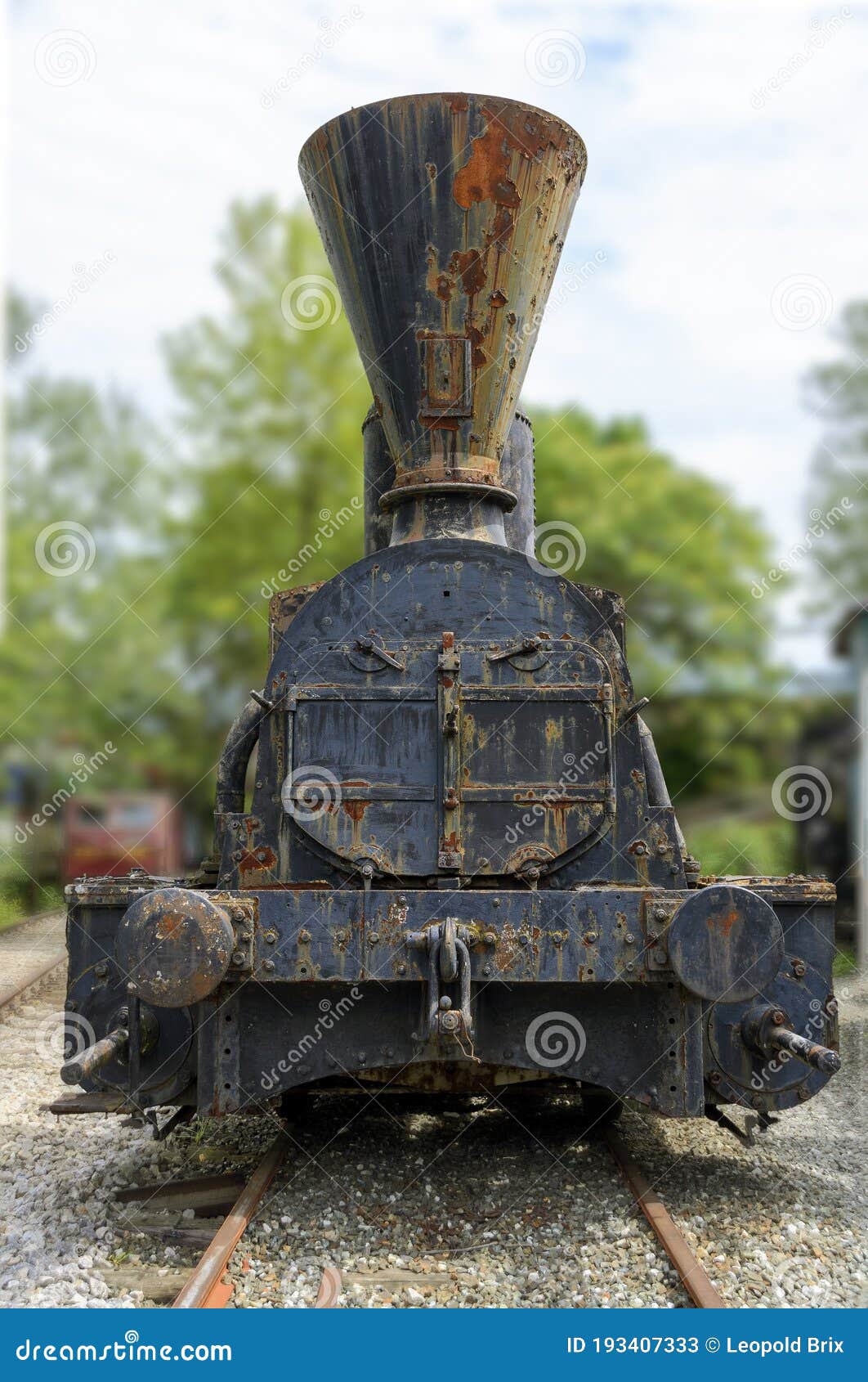 Old rusty steam locomotive stock image. Image of door - 193407333