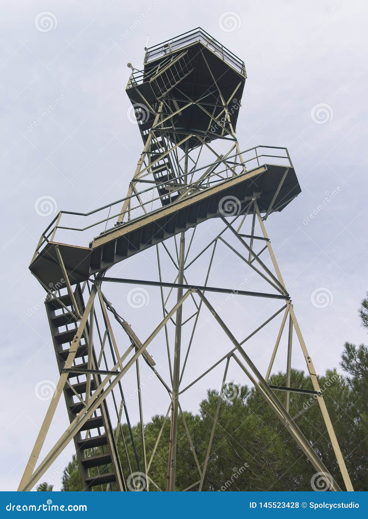 Old Rusty Steel Forest Fire Lookout Tower. Stock Photo - Image of ...