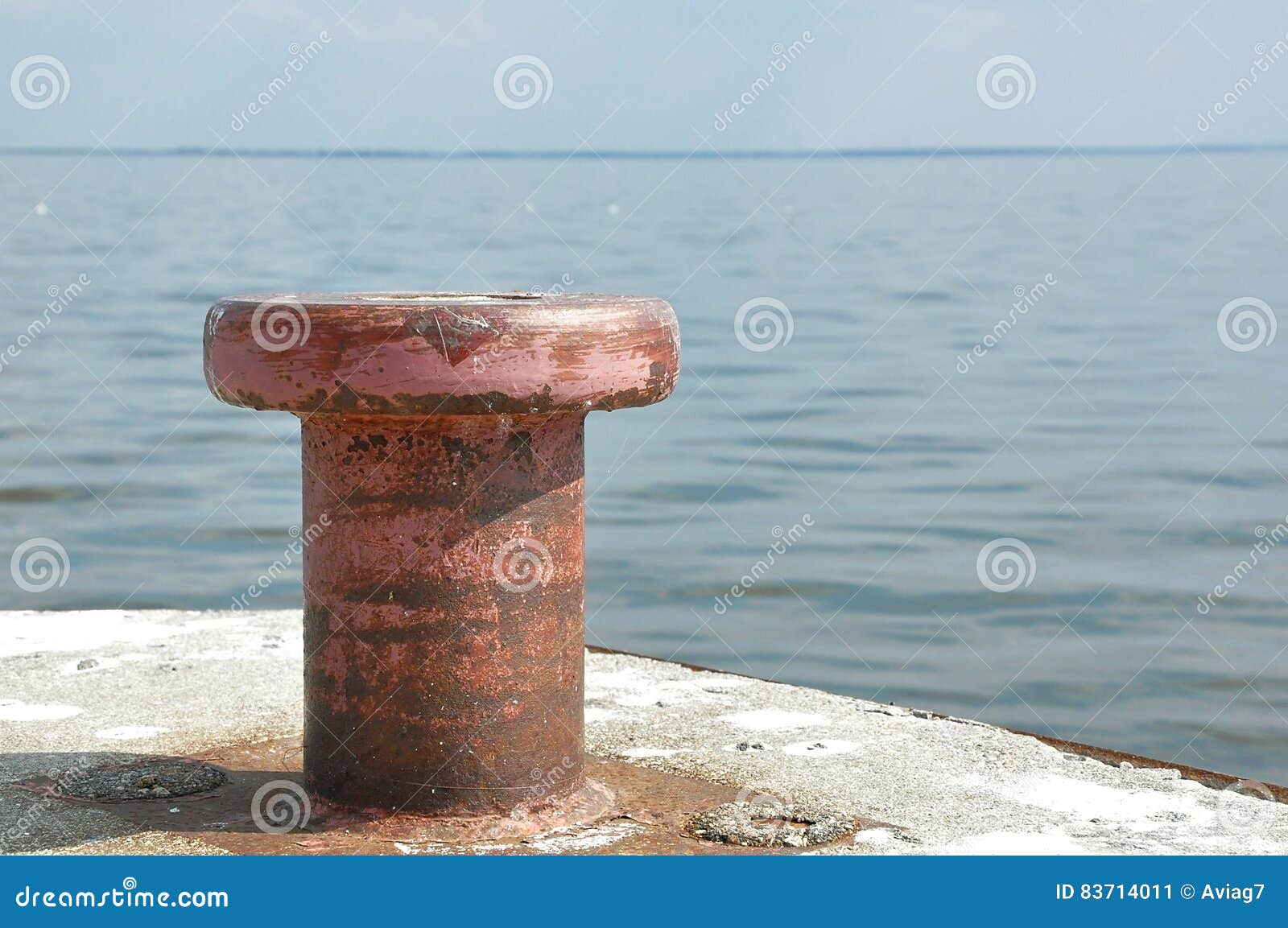 Old Rusty Steel Mooring Bollard Pole Stock Image - Image of nautical ...