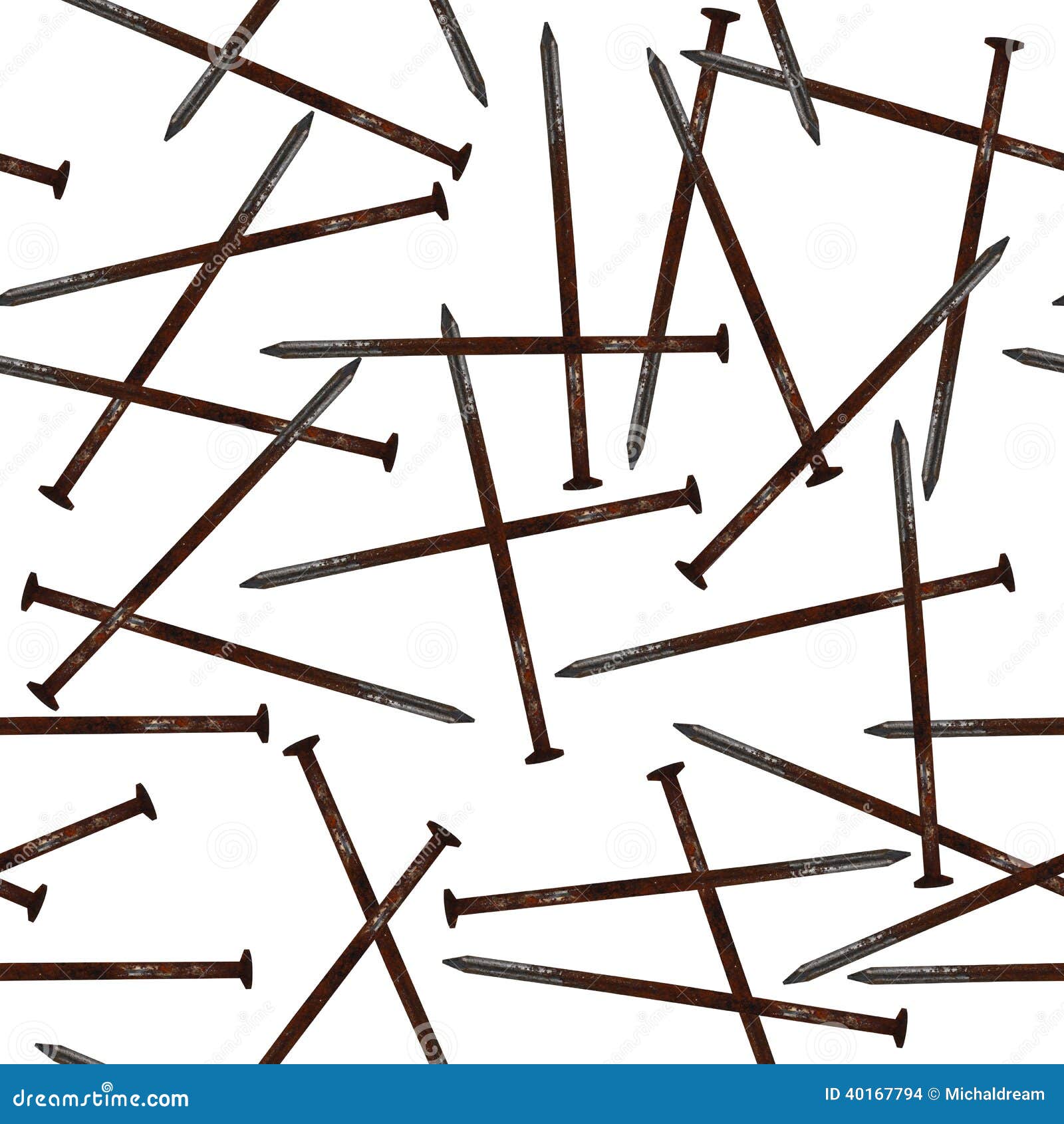 Old Rusty Steel Nails - Seamless Pattern Stock Photo - Image of ...