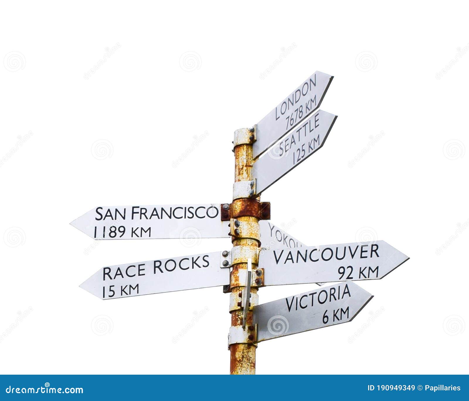Old Rusty Steel Sign Post Isolated on White Background at Canada Stock ...
