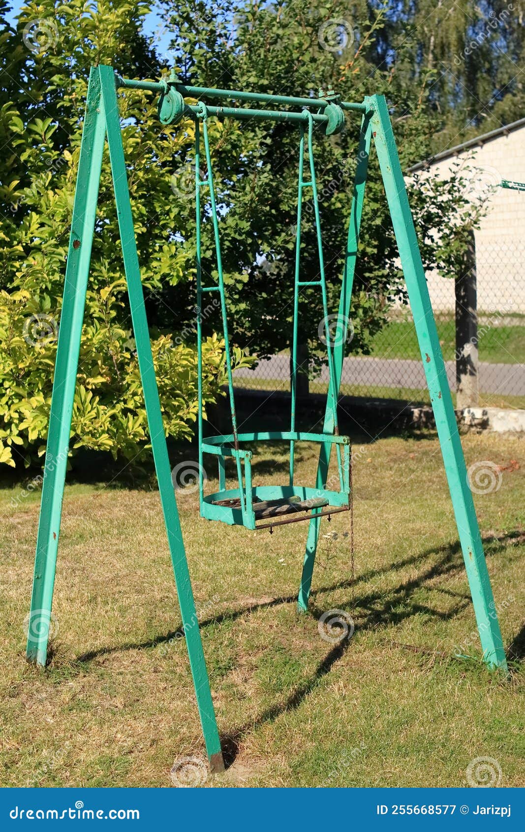 A Metal Swing from the Early 1980s. Stock Image - Image of garden ...