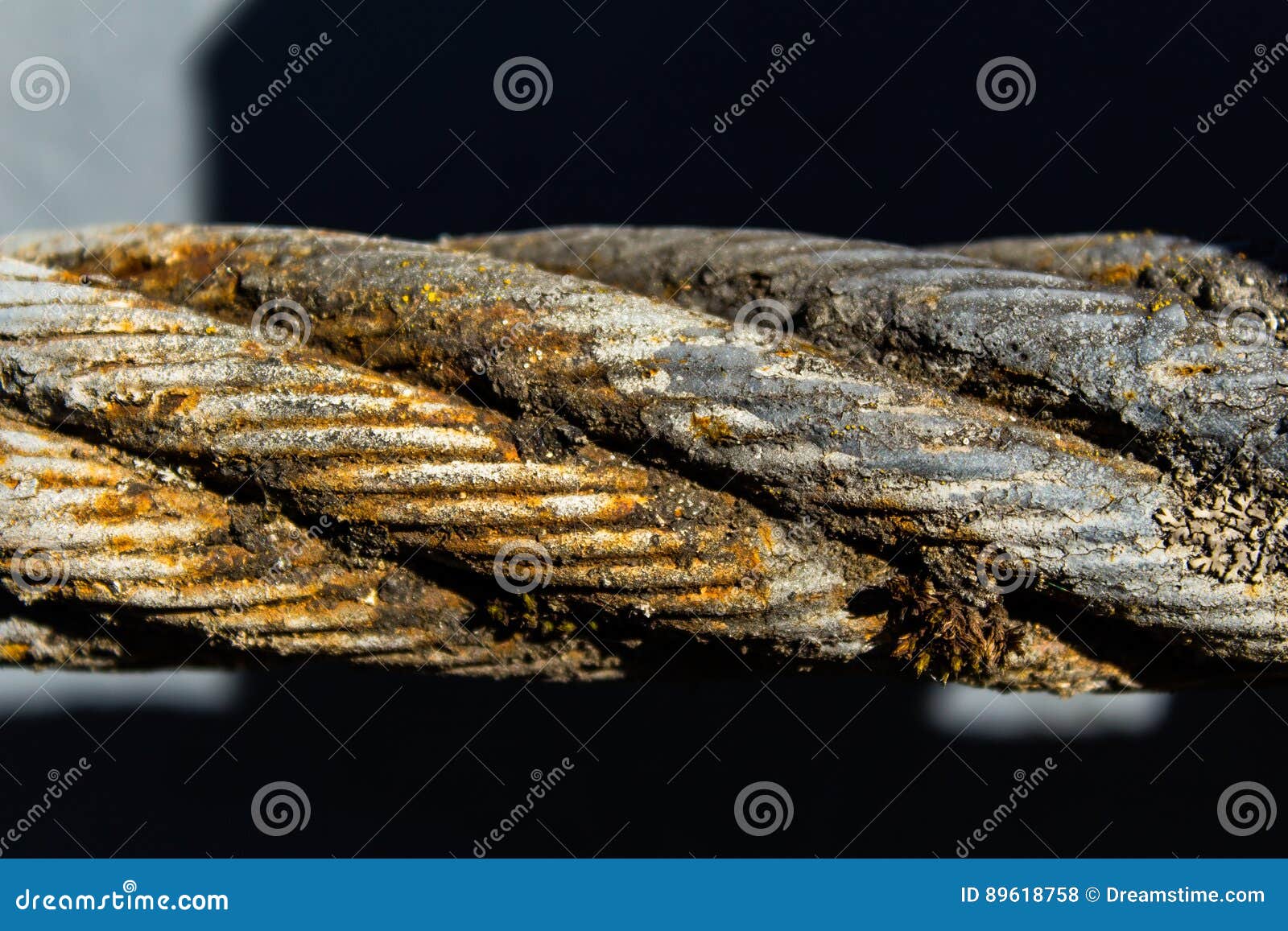 Old rusty steel wire rope stock photo. Image of outdoor - 89618758