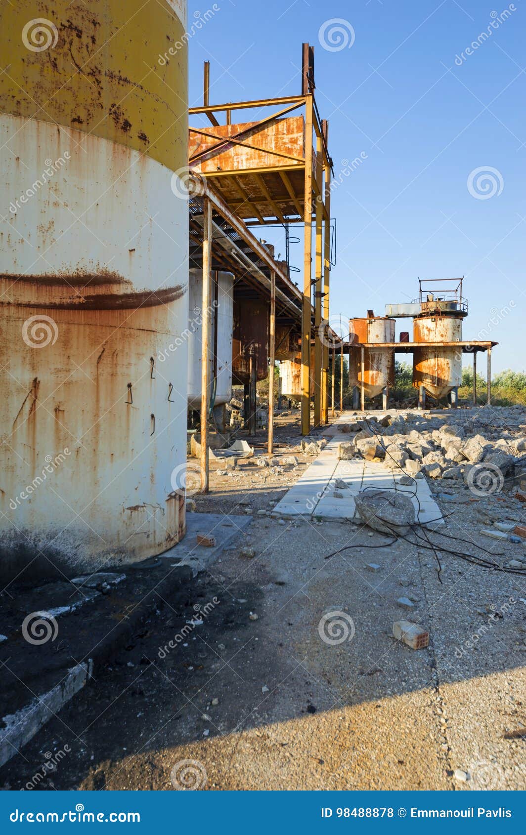 Old, Rusty Storage Tanks in an Abandoned Industrial Unit, Greece. Stock ...