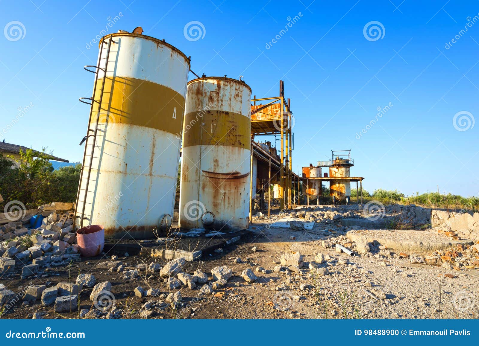 Old, Rusty Storage Tanks in an Abandoned Industrial Unit, Greece. Stock ...