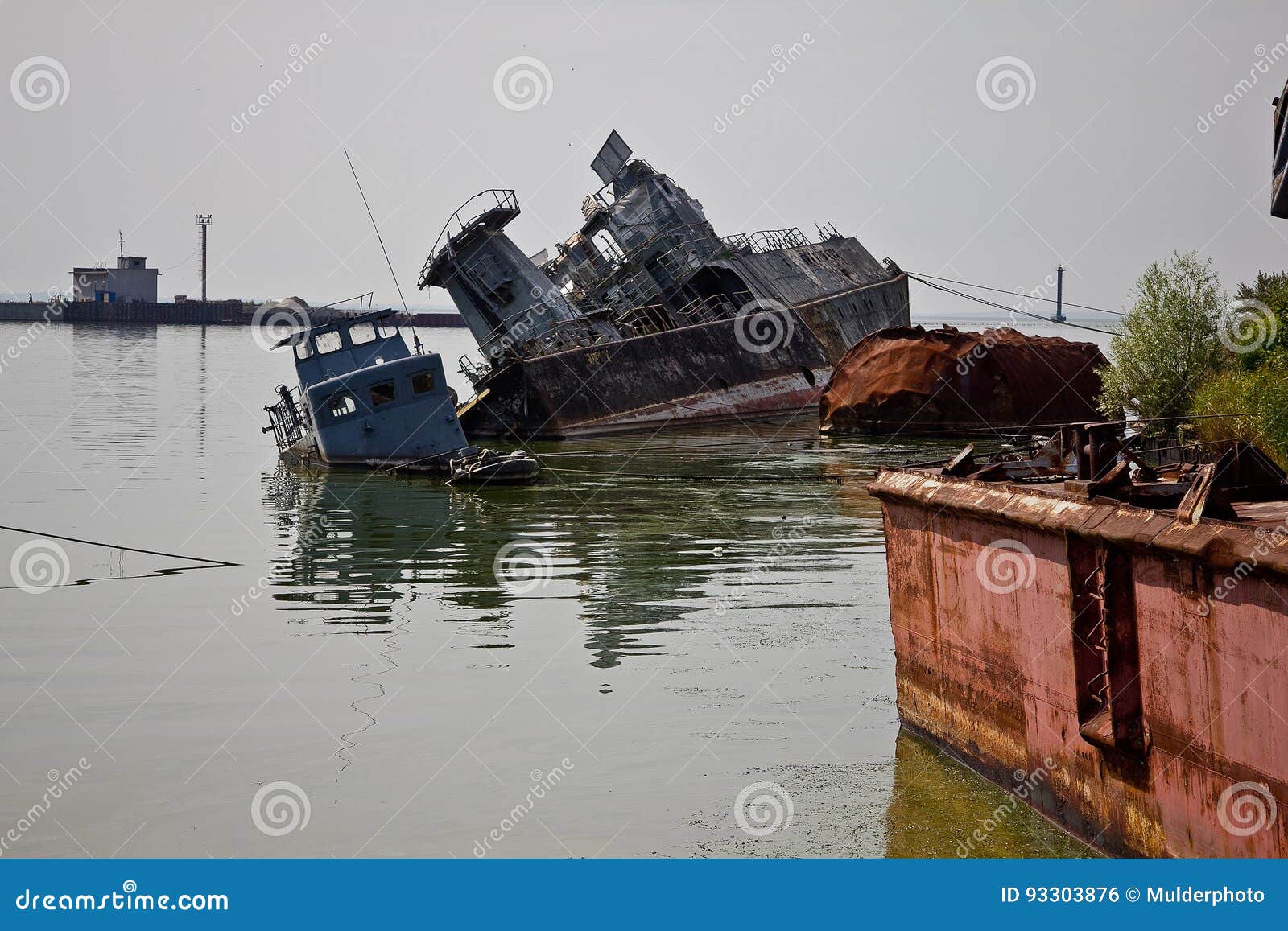 Old Rusty Sunken Ships in Baltiysk Bay Stock Photo - Image of grounded ...