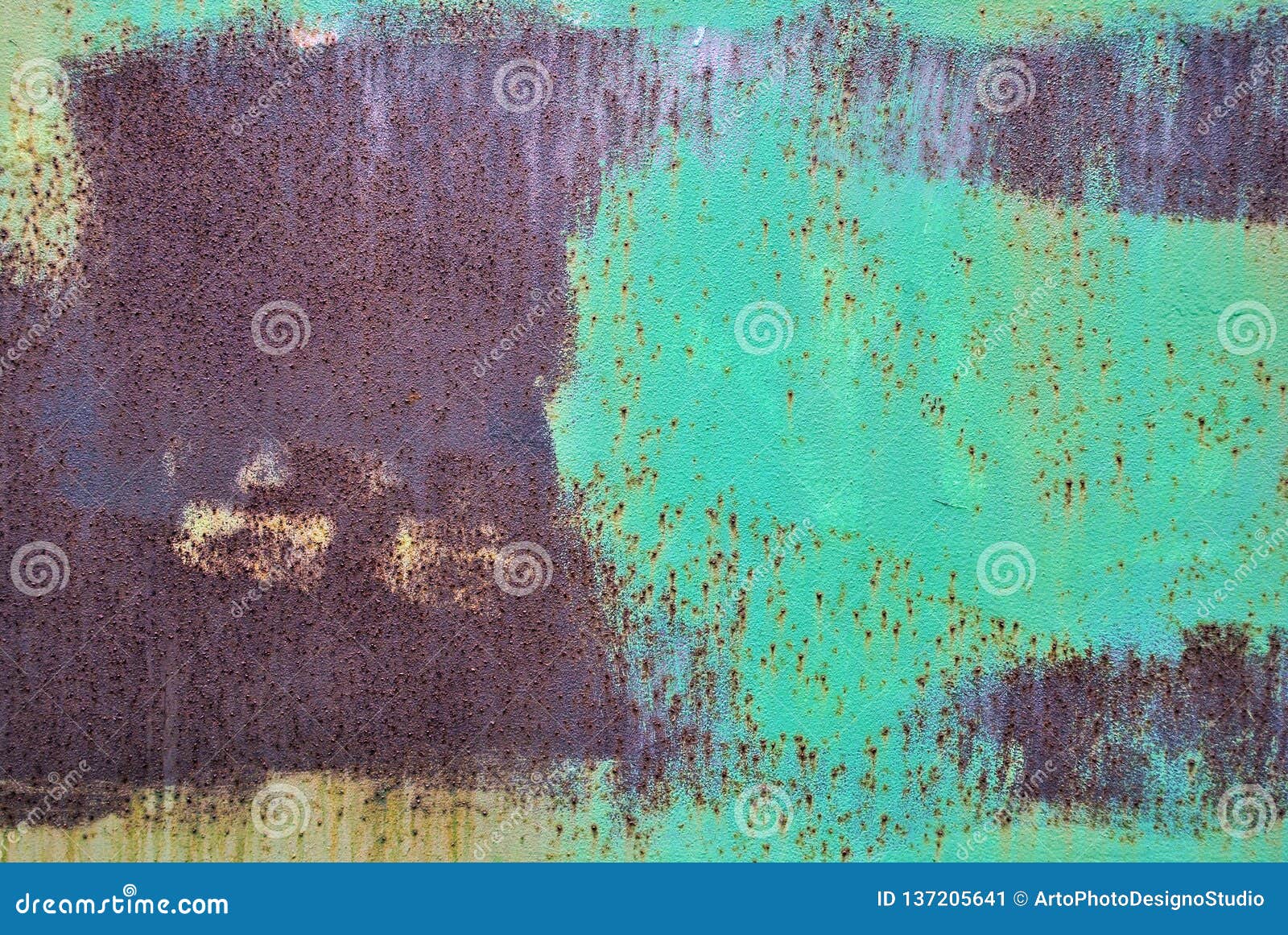 Old Rusty Surface Painted with Turquoise Shabby Paint, Horizontal ...