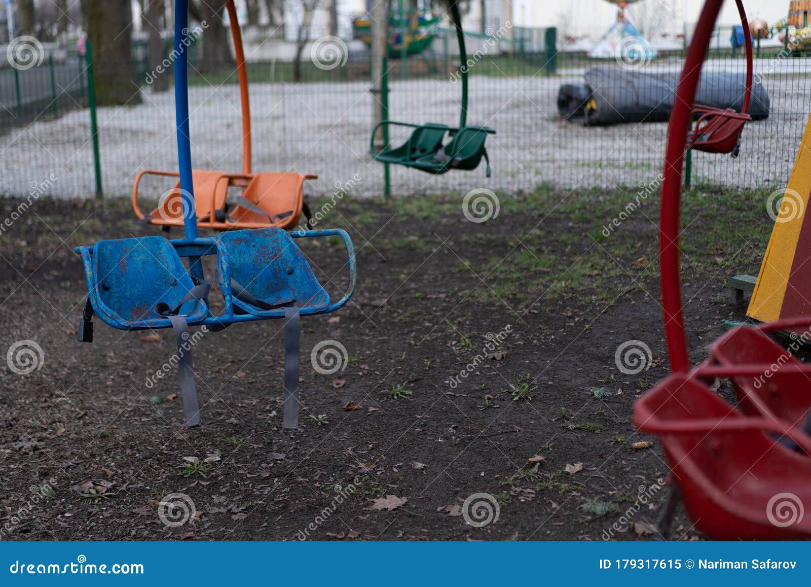 Old Rusty Swing Children`s Attraction Stock Image - Image of dramatic ...