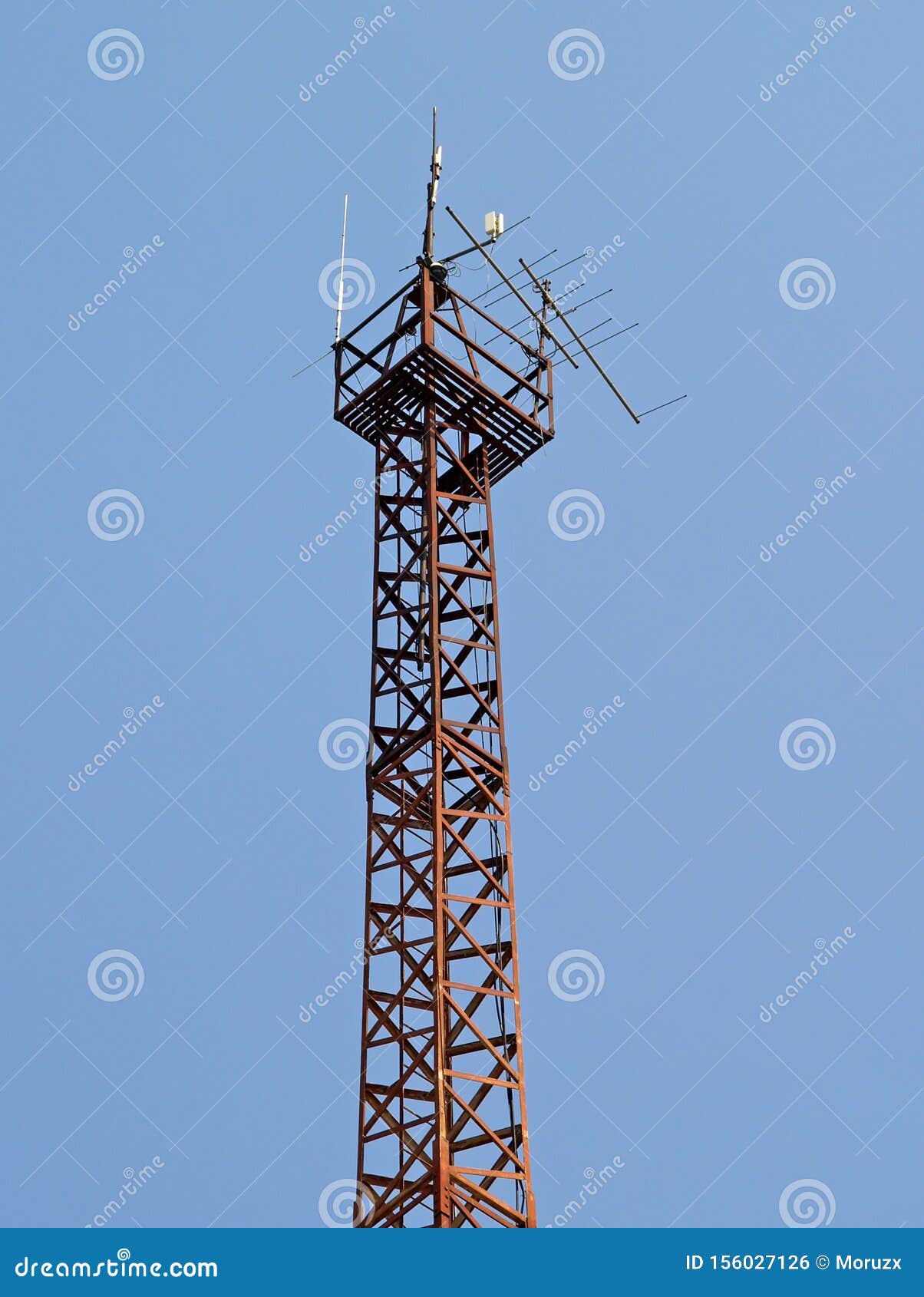 Old Rusty Tall Antenna Tower Stock Photo - Image of blue, rusty: 156027126