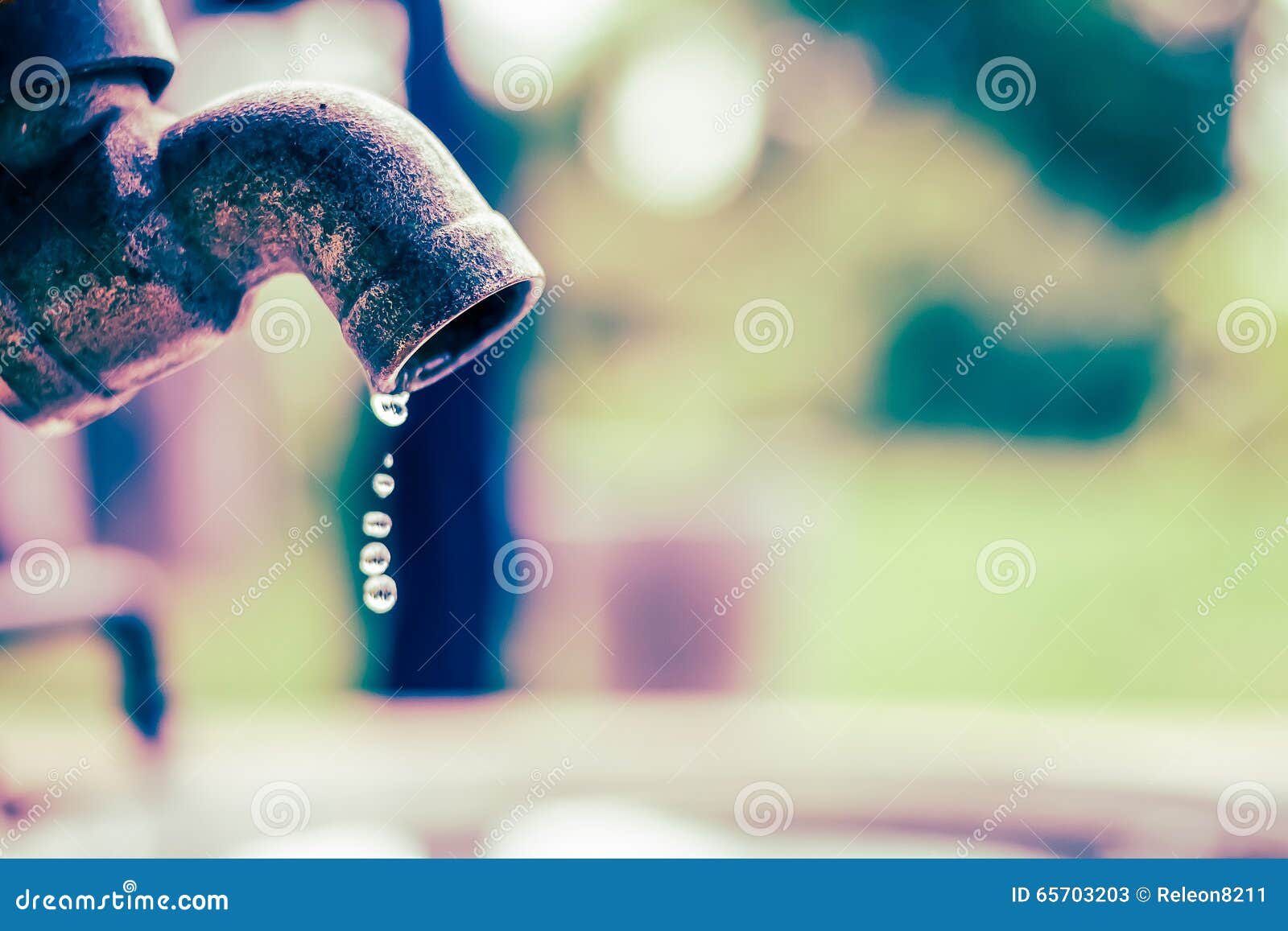 Old Rusty Tap Leaking Water Vintage Style Stock Image - Image of ...