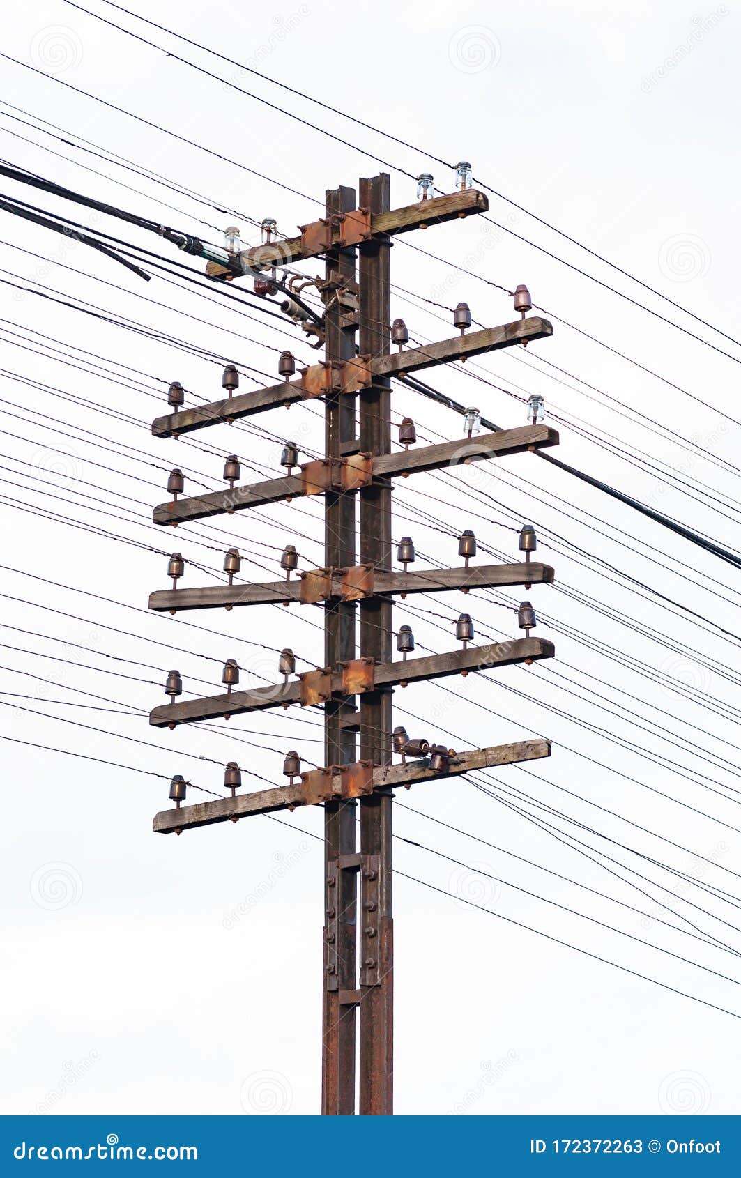 Old and Rusty Telegram Tower and Cable Stock Image - Image of ...