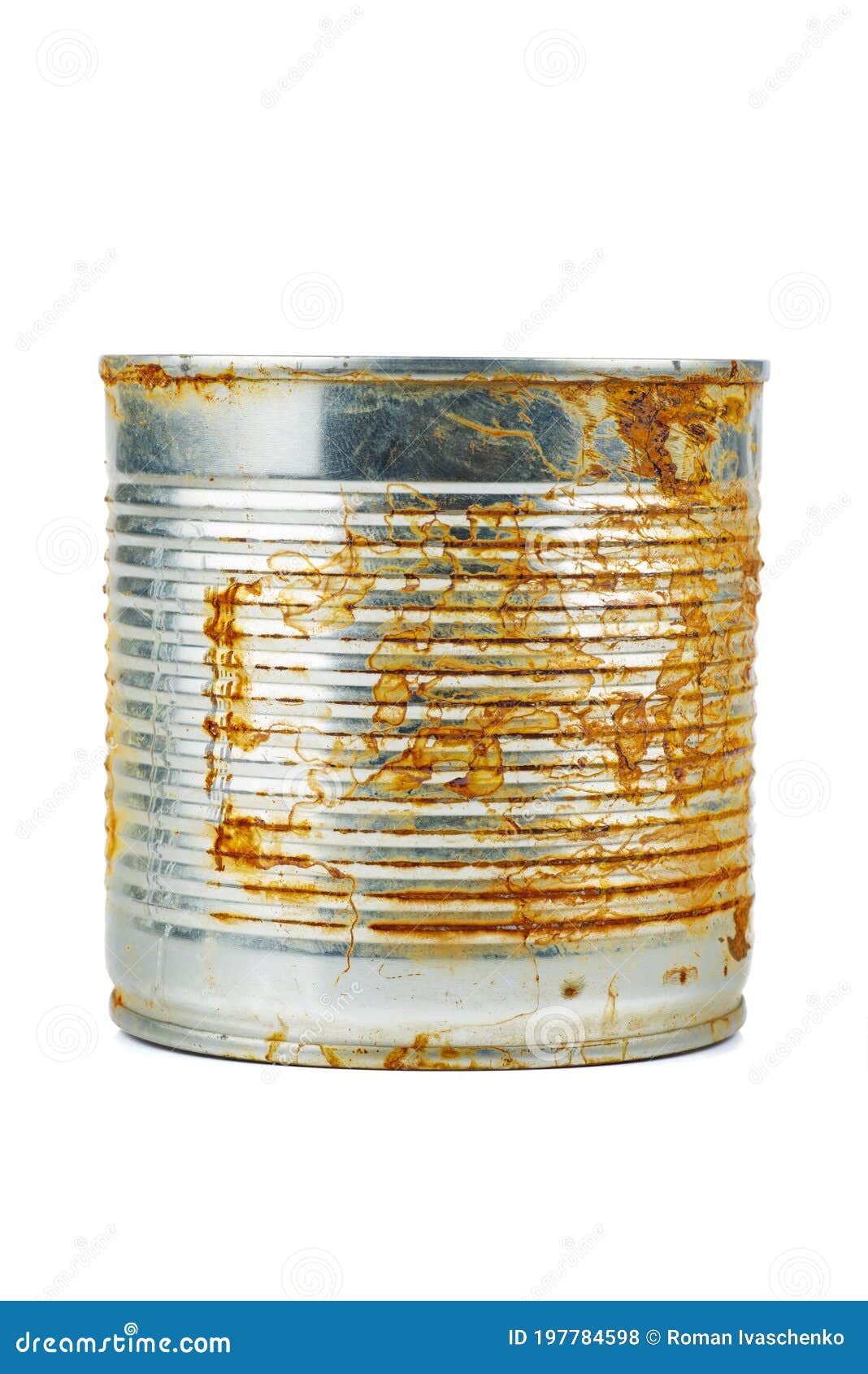 Old Rusty Tin Can on White Background Stock Photo - Image of canned ...