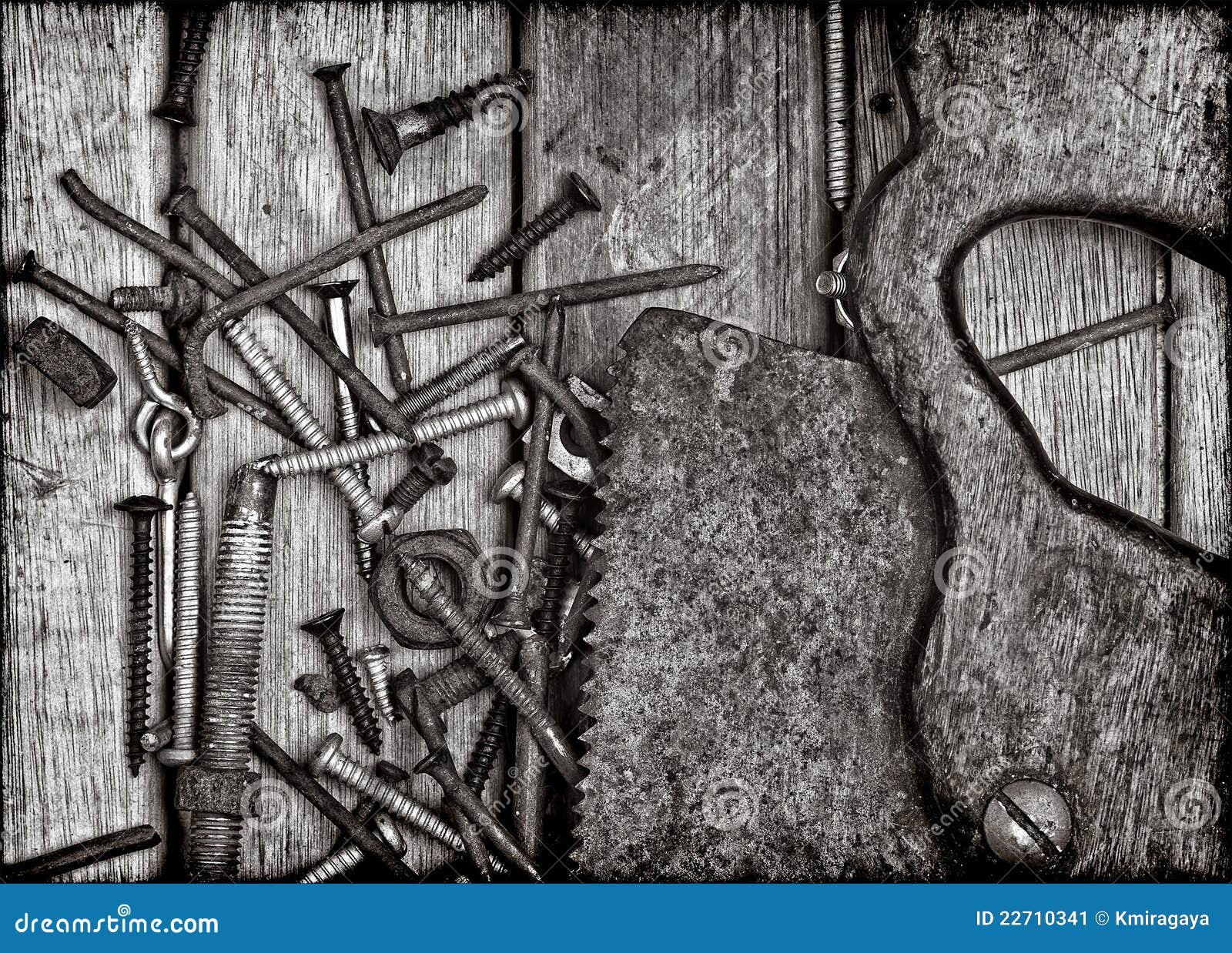 Old Rusty Tools in Black and White Stock Image - Image of improvement ...