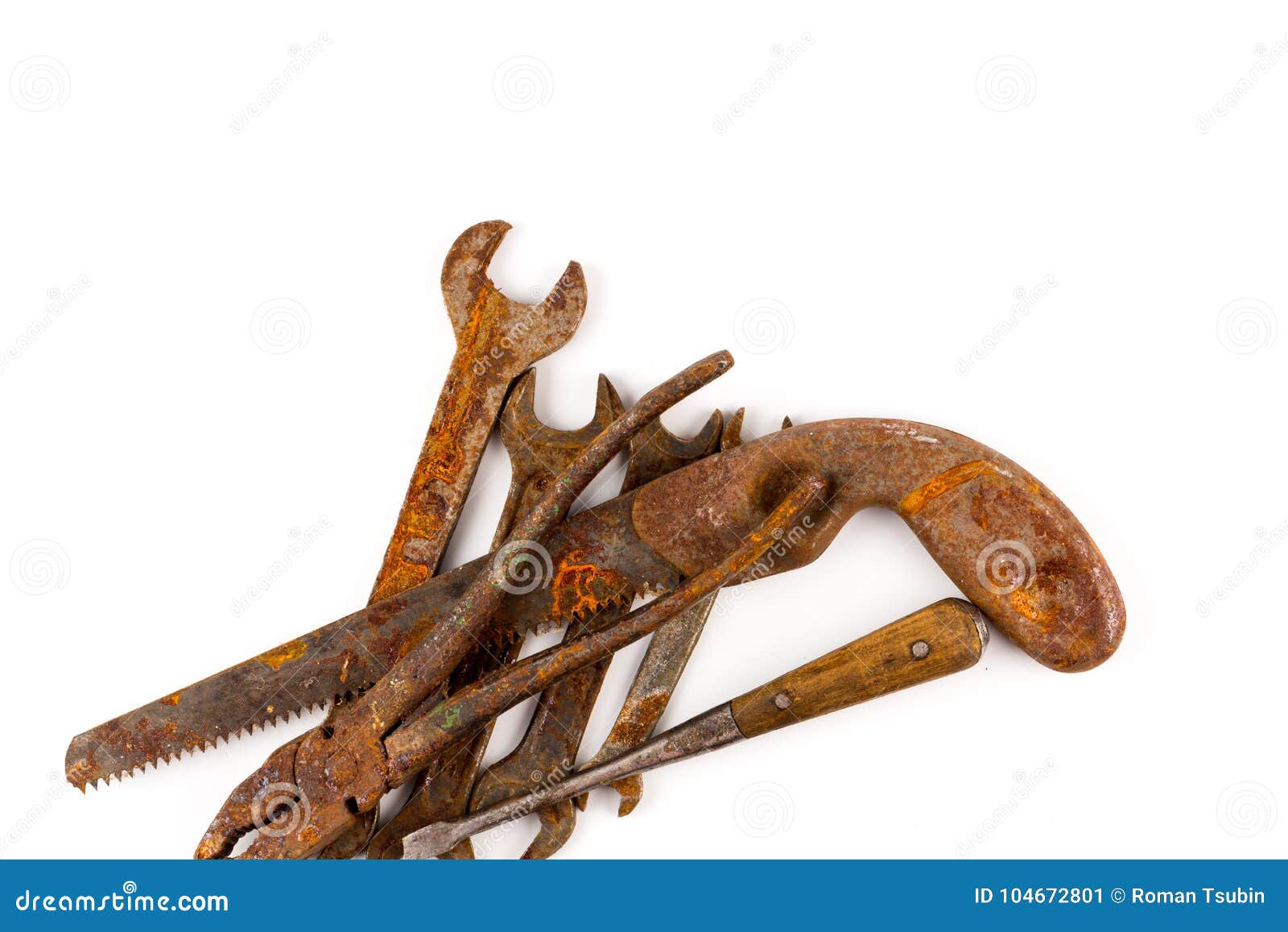 Old rusty tools isolated stock image. Image of tool - 104672801