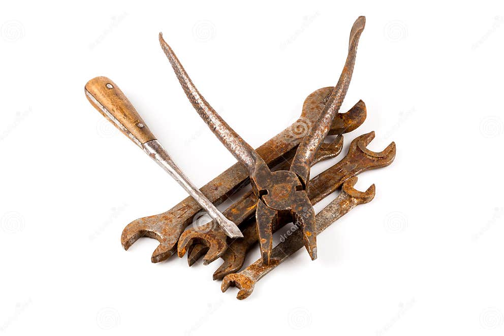 Old rusty tools isolated stock image. Image of instrument - 106142725