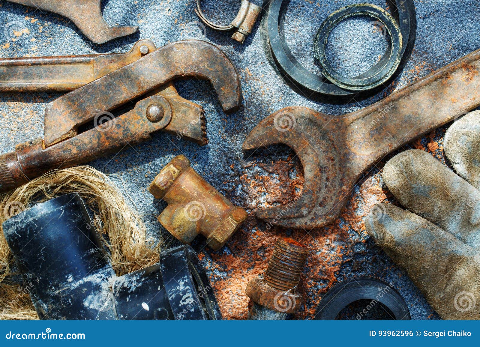 Old Rusty Tools for Plumbing Work Stock Photo - Image of retro ...