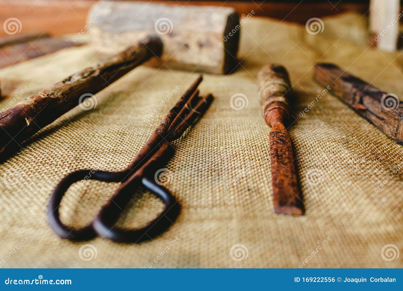 Old and Rusty Tools To Work the Wood in a Boat Stock Photo - Image of ...
