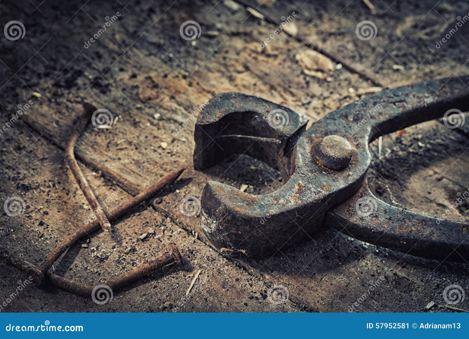 Old Rusty Tools in the Workshop Stock Image - Image of grunge ...