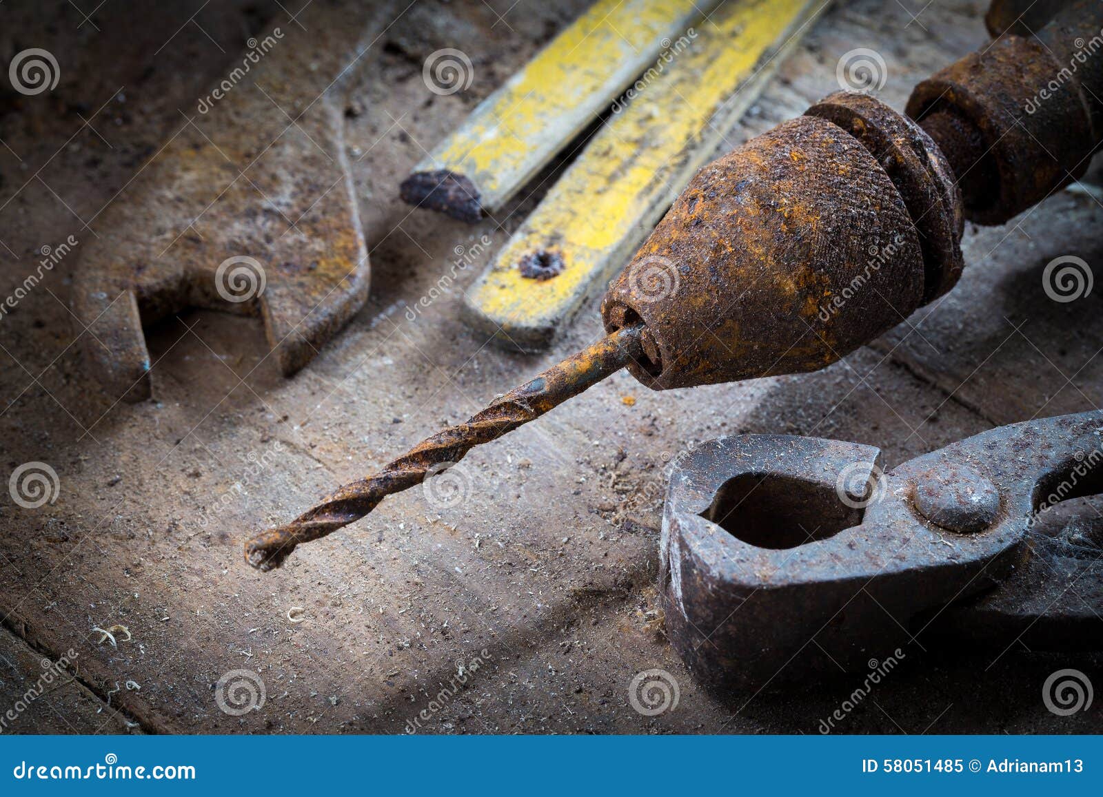 Old Rusty Tools in the Workshop Stock Image - Image of wood, tool: 58051485