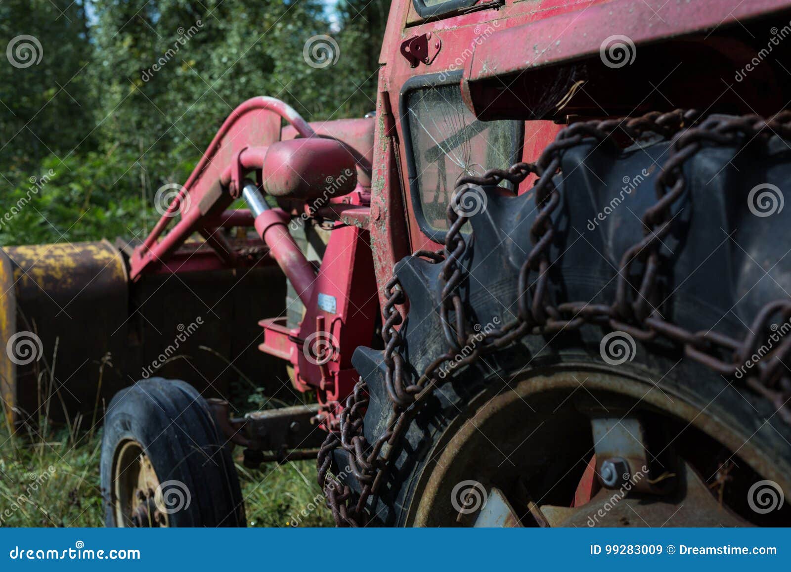 Old Rusty Tractor with Chains for Winter Stock Image - Image of winter ...