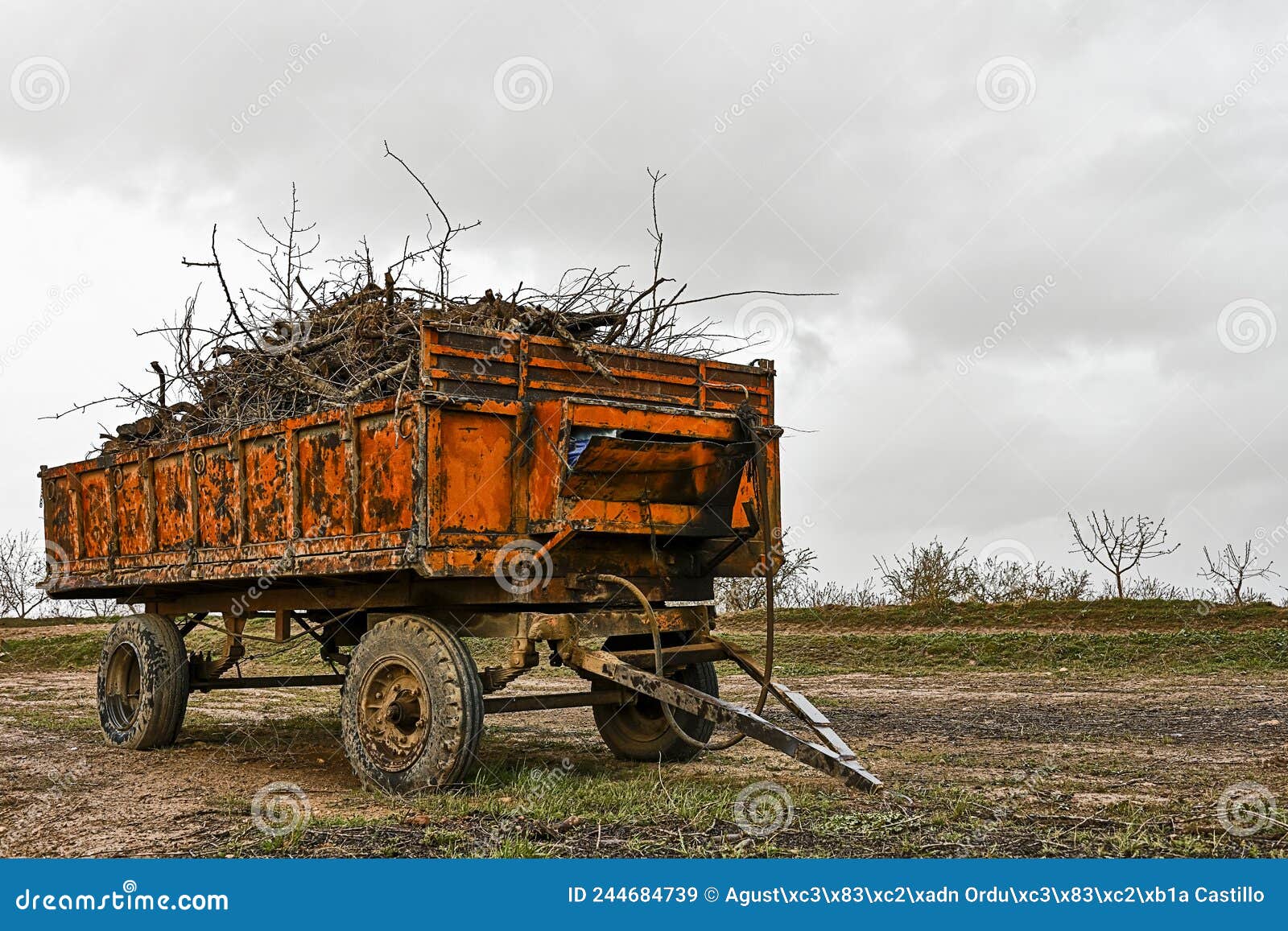 Old Rusty Trailer, Full of Firewood Stock Image - Image of charging ...