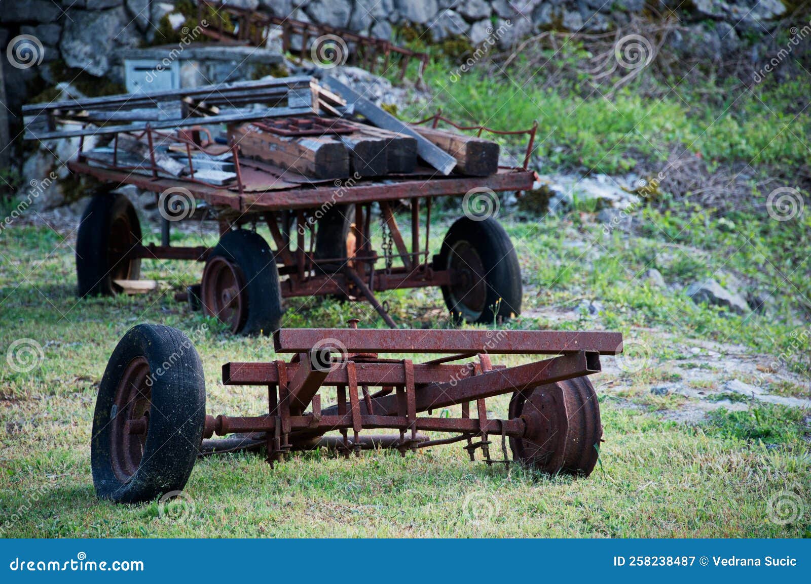 Old rusty trailers stock image. Image of village, rusty - 258238487